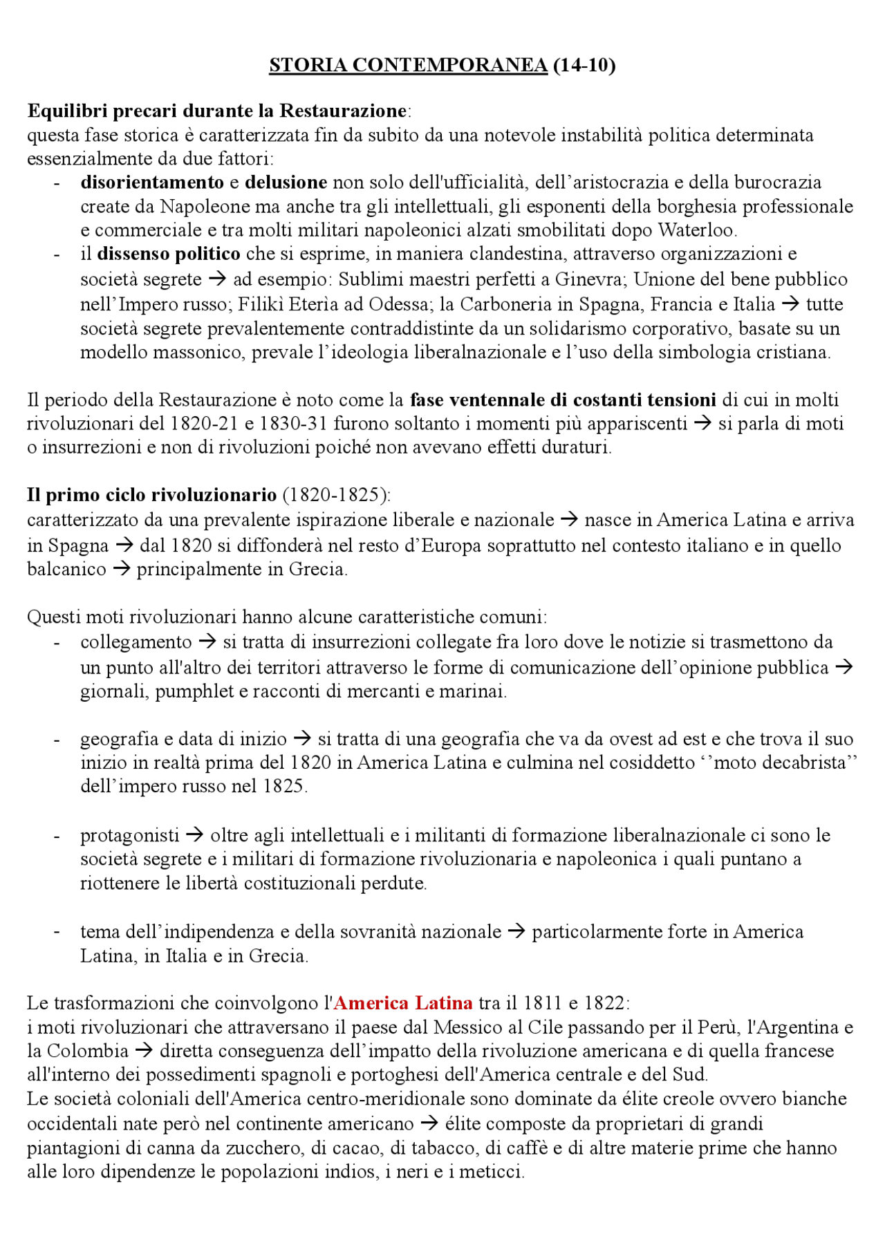 Appunti Storia Contemporanea Docsity