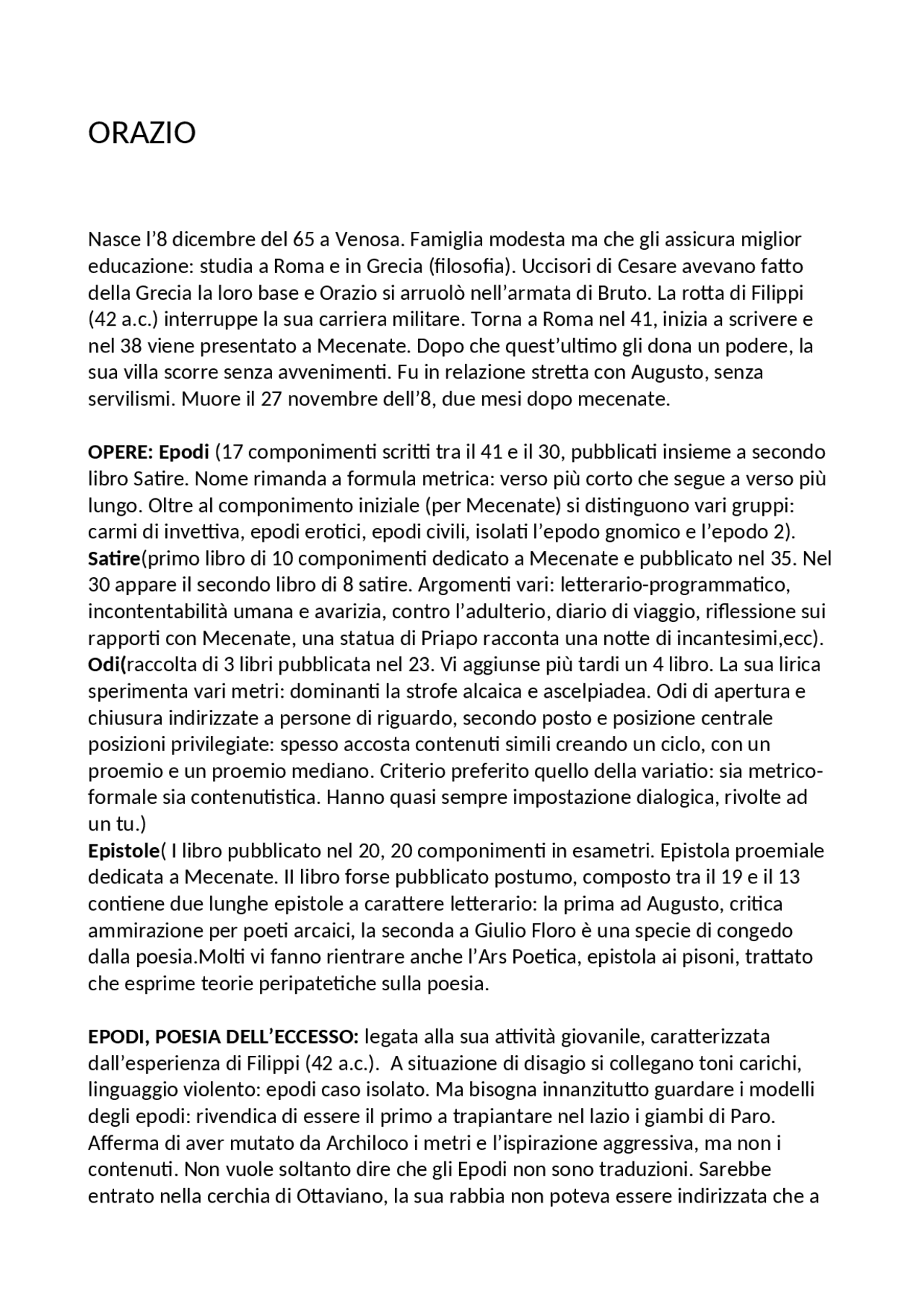 Orazio Vita E Opere Docsity