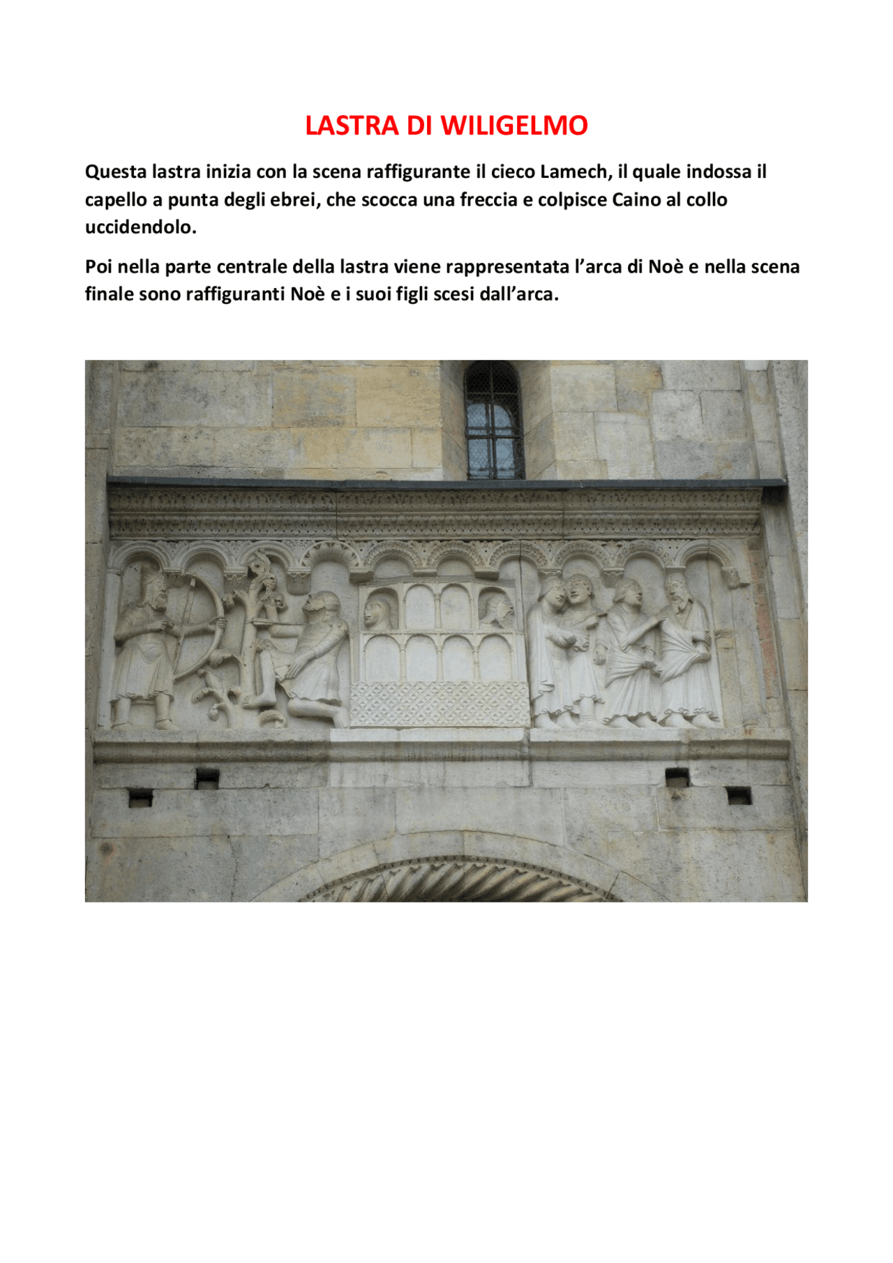 Lastra di wiligelmo - storia dell'architettura - Docsity