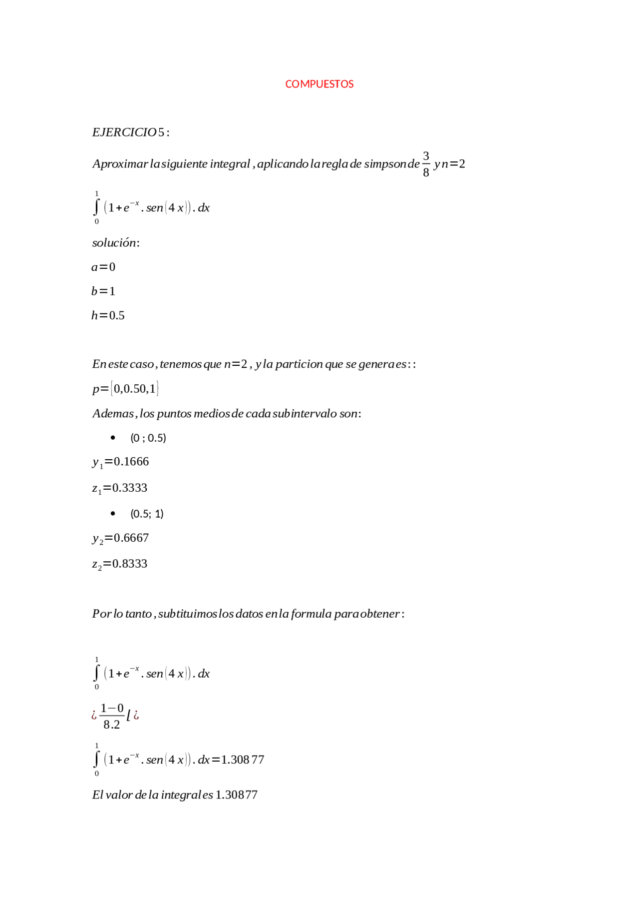 METODO DE SIMPSON 8/3 - Docsity