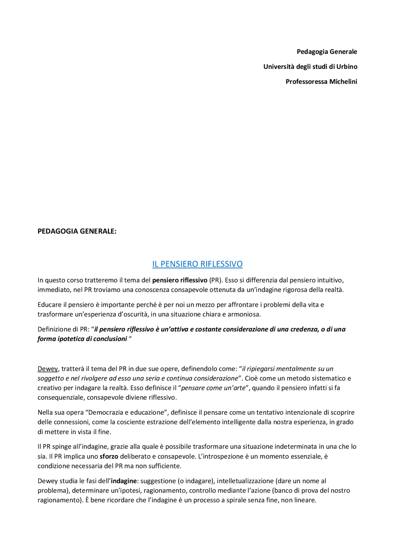 Appunti Pedagogia Generale Docsity