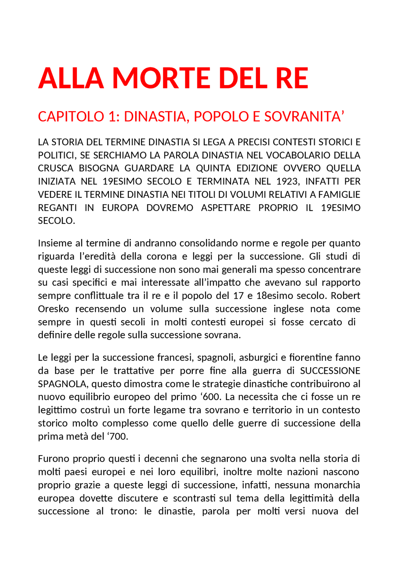 Alla Morte Del Re Capitoli 1 2 3 Docsity