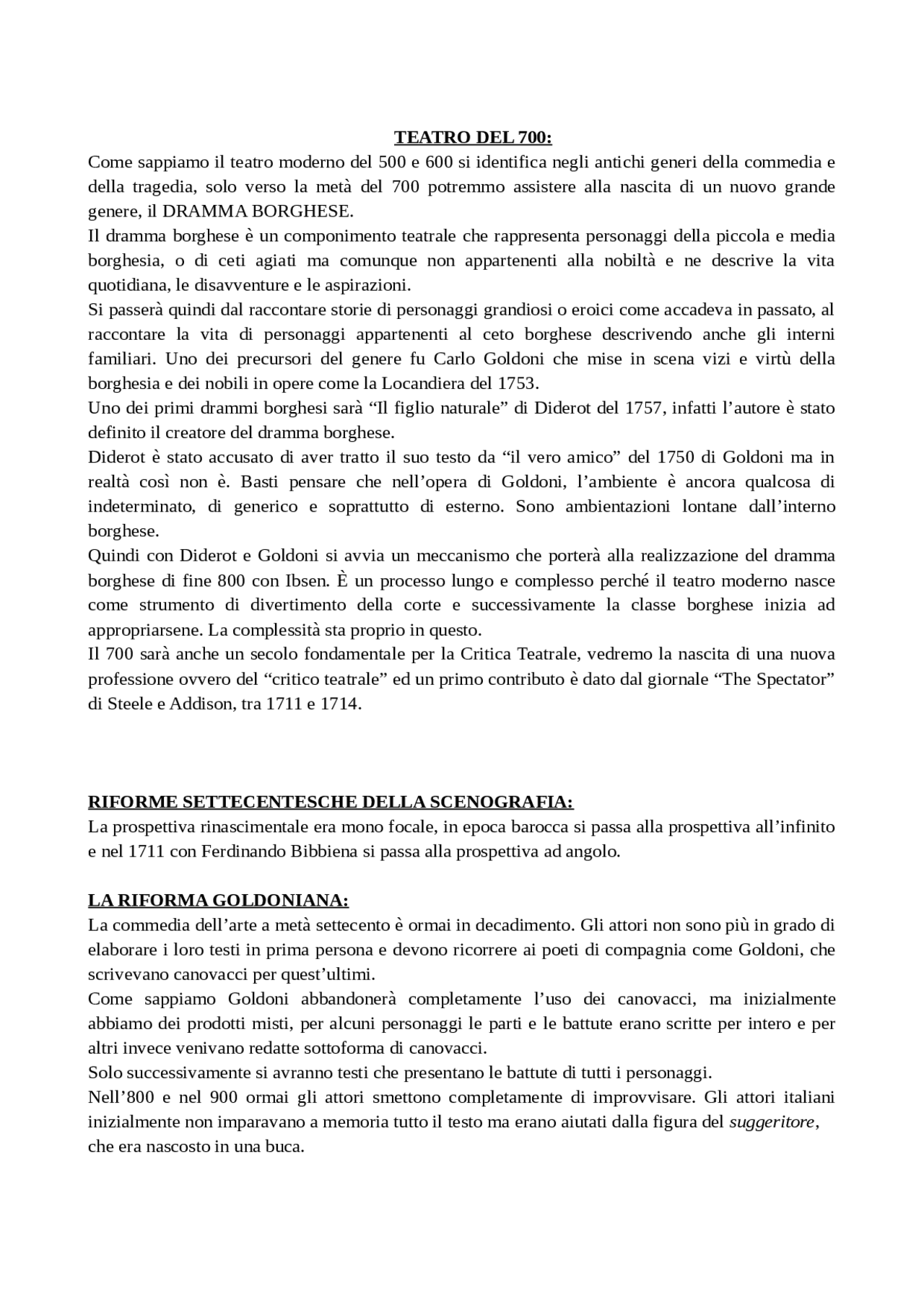 STORIA DEL TEATRO DEL 700 PROF.MANGO - Docsity