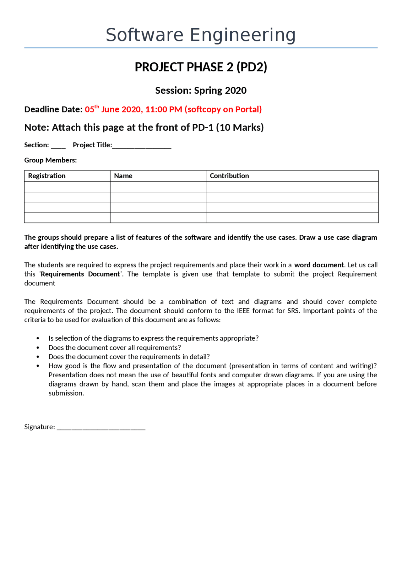 Software Engineering Docsity