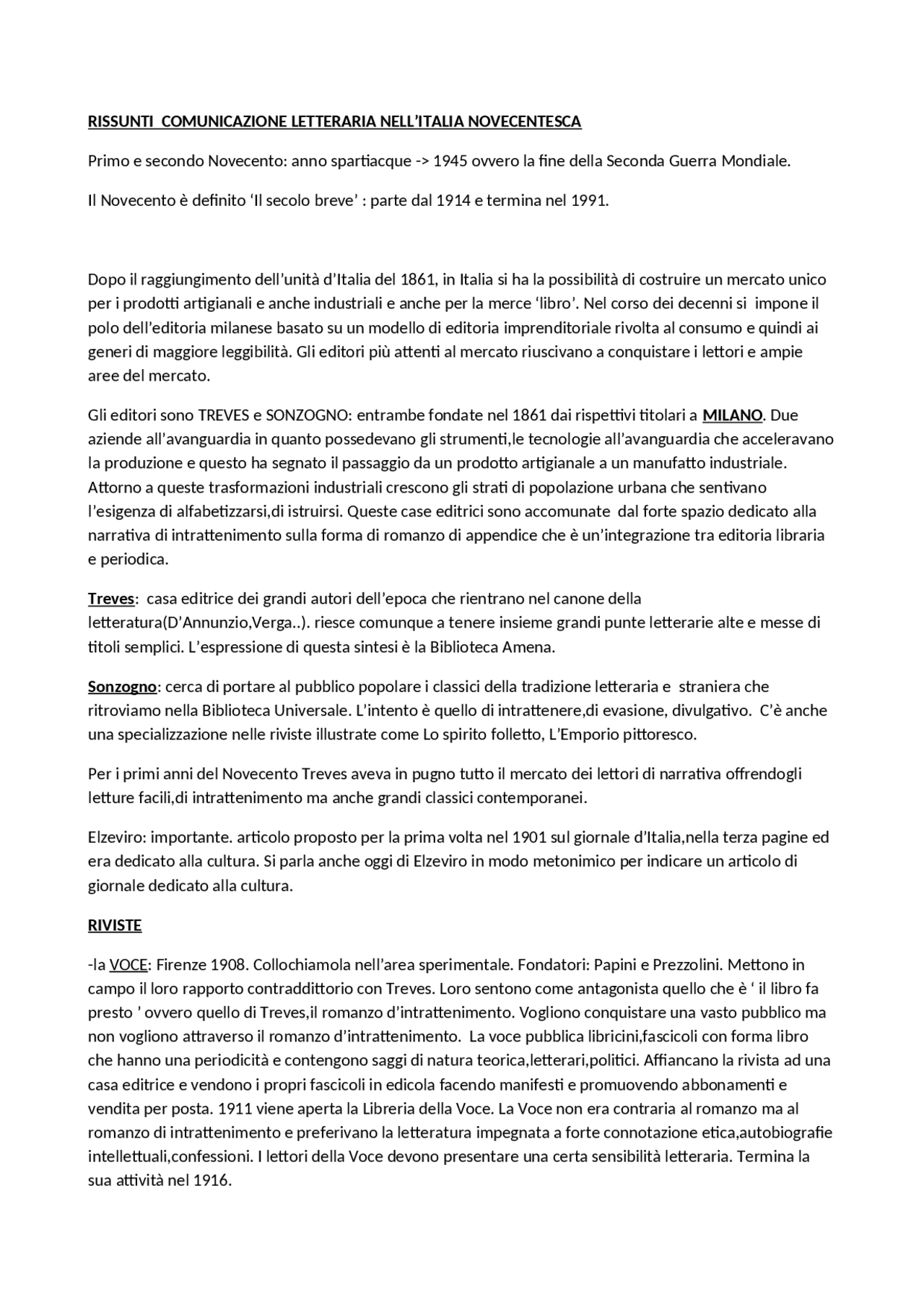 Riassunto Appunti Comunicazione Letteraria Docsity