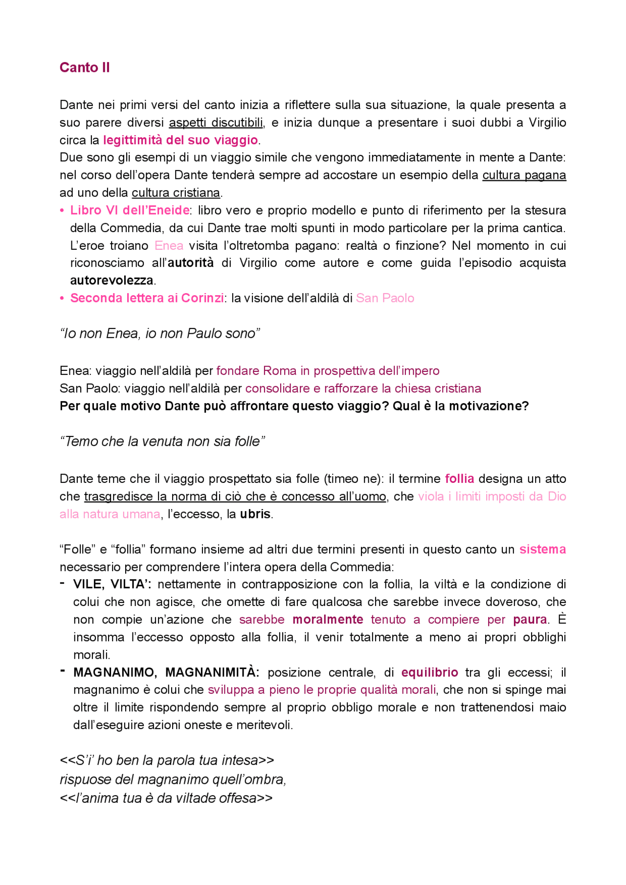 Riassunto Canto Ii Inferno Docsity