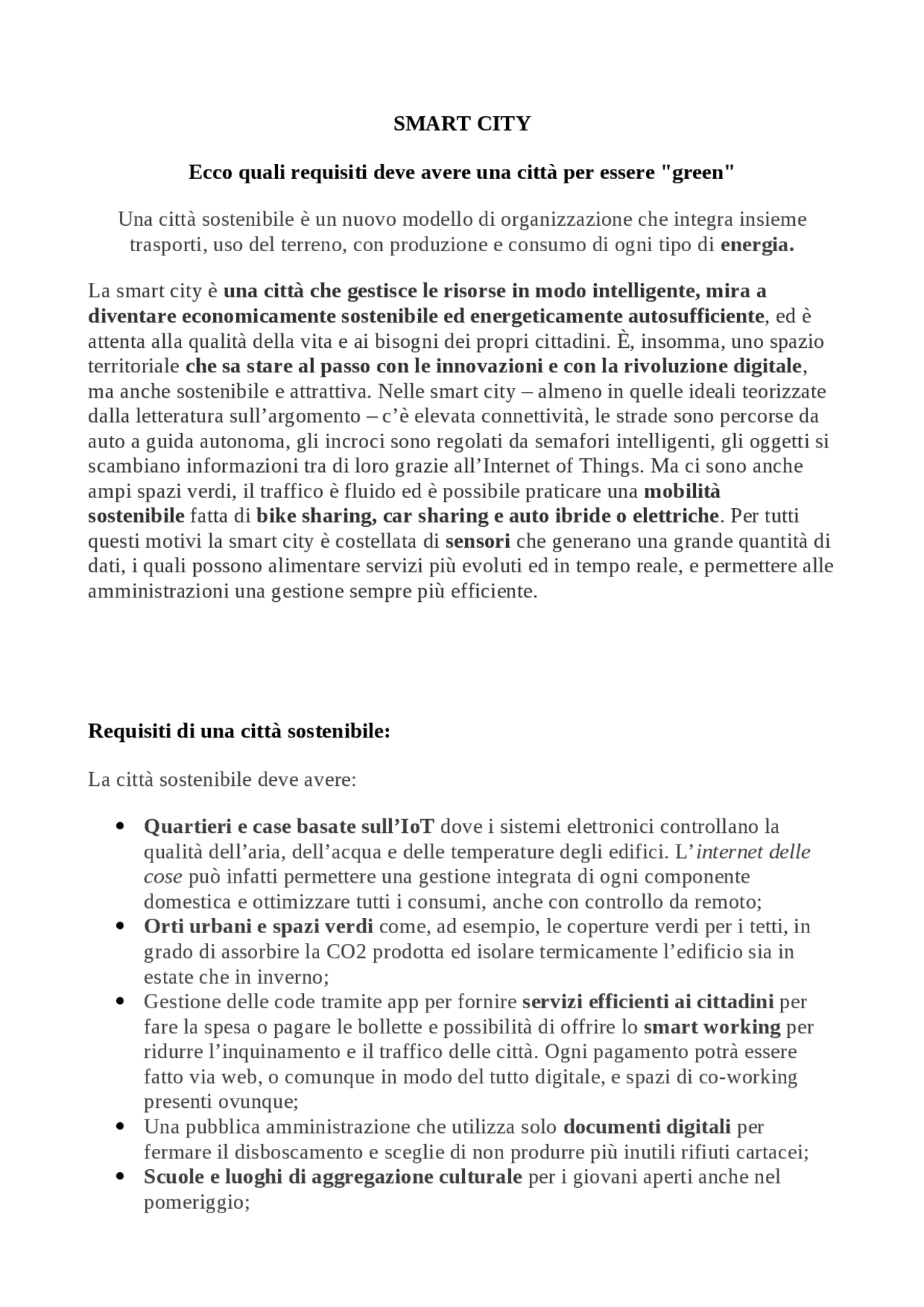 Idea di Smart City hsusi siakanhaiKanuzisnsbizisbaizbsjsons - Docsity