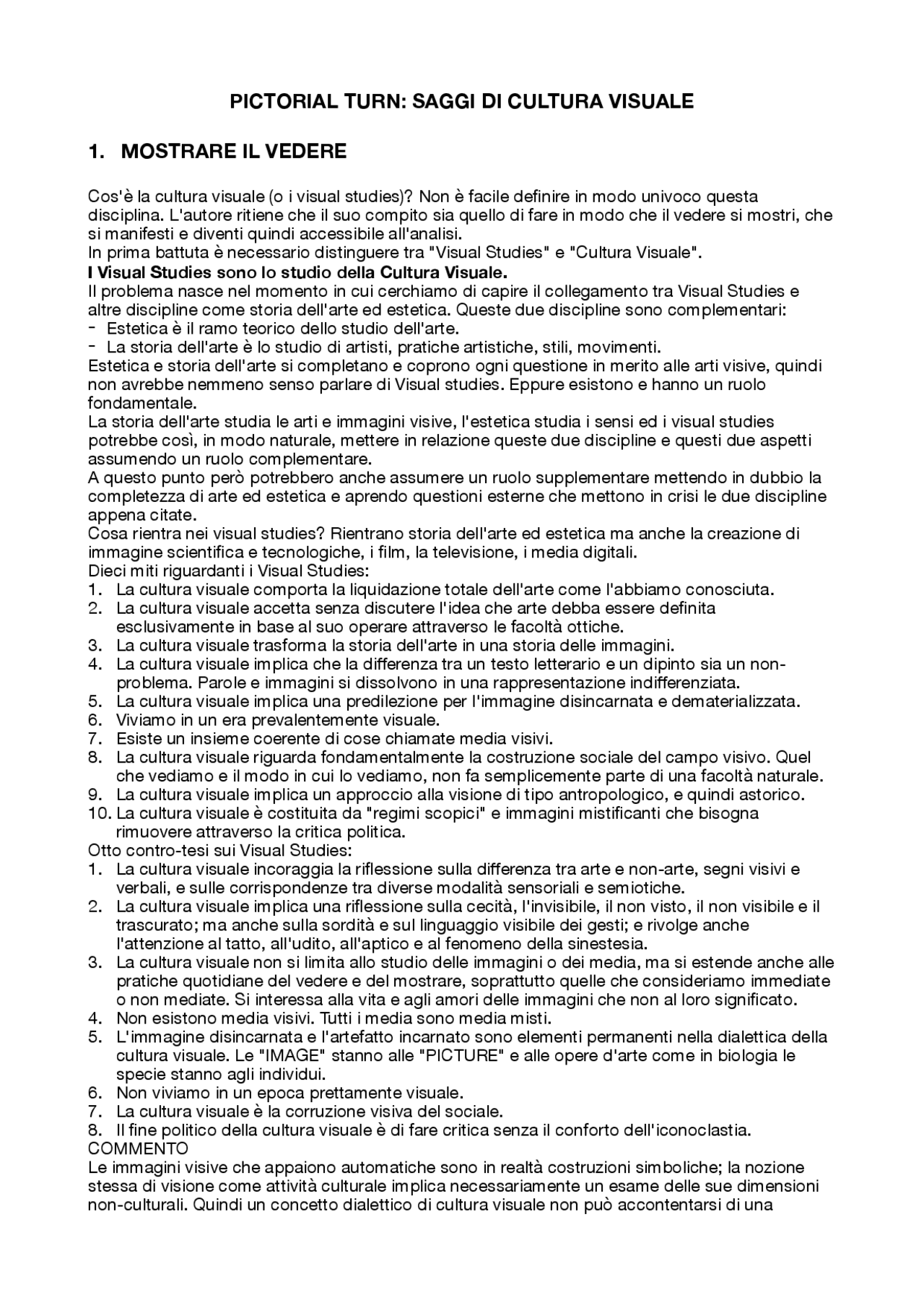 Pictorial Turn: Saggi di cultura visuale - Docsity