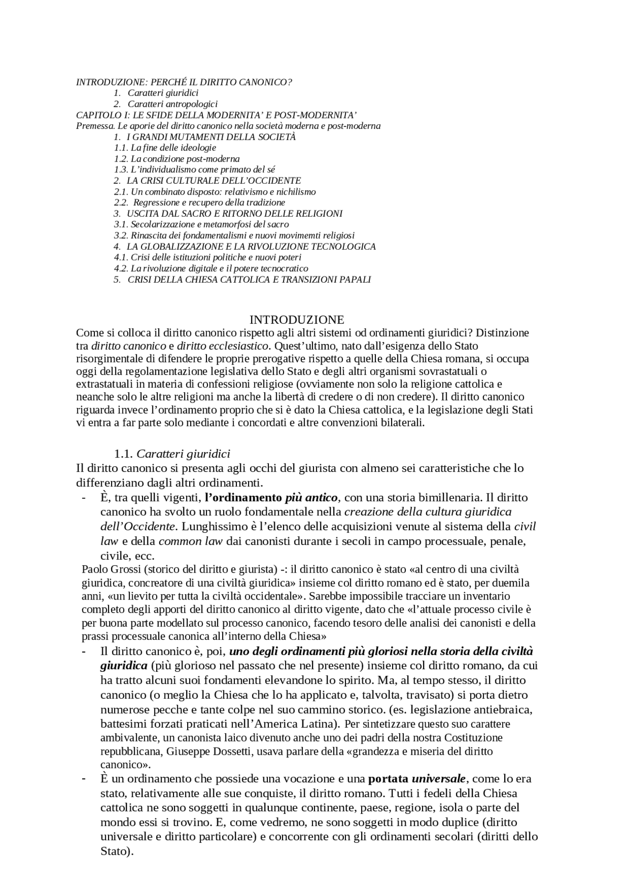 Riassunto Lezioni Fantappiè Diritto Canonico Docsity