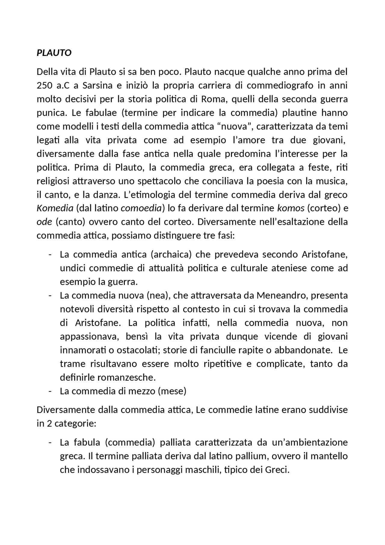 Latino Appunti Presi In Classe Docsity