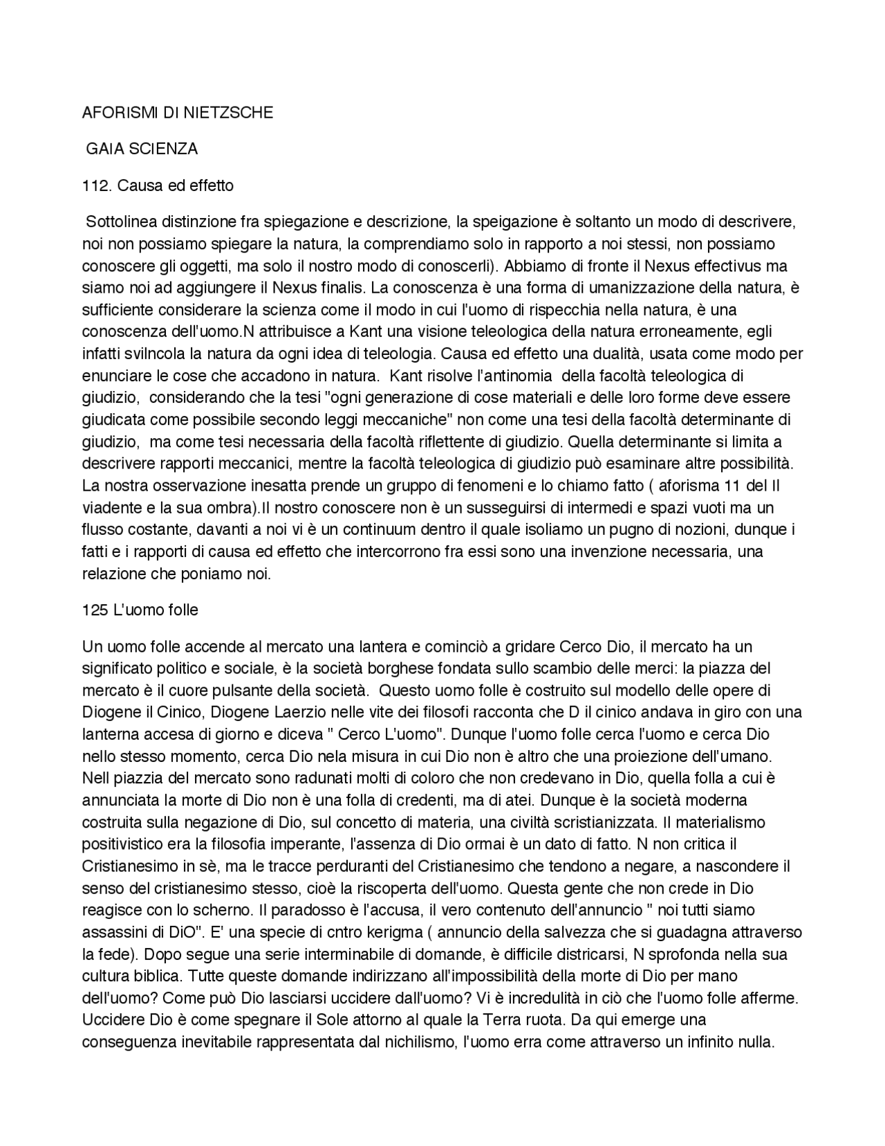 GAIA SCIENZA di Nietzsche - Docsity