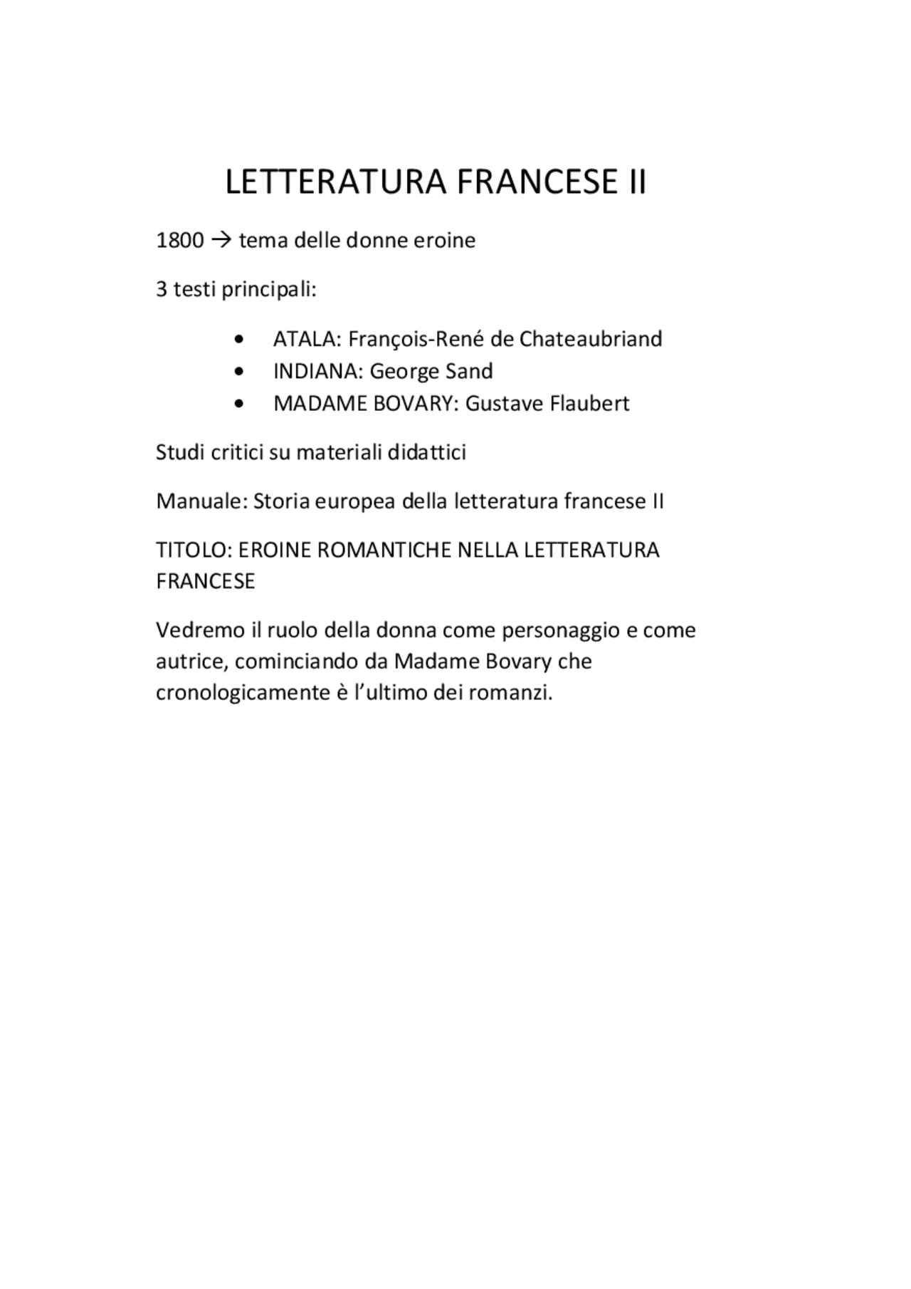 Letteratura Francese Ii Docsity