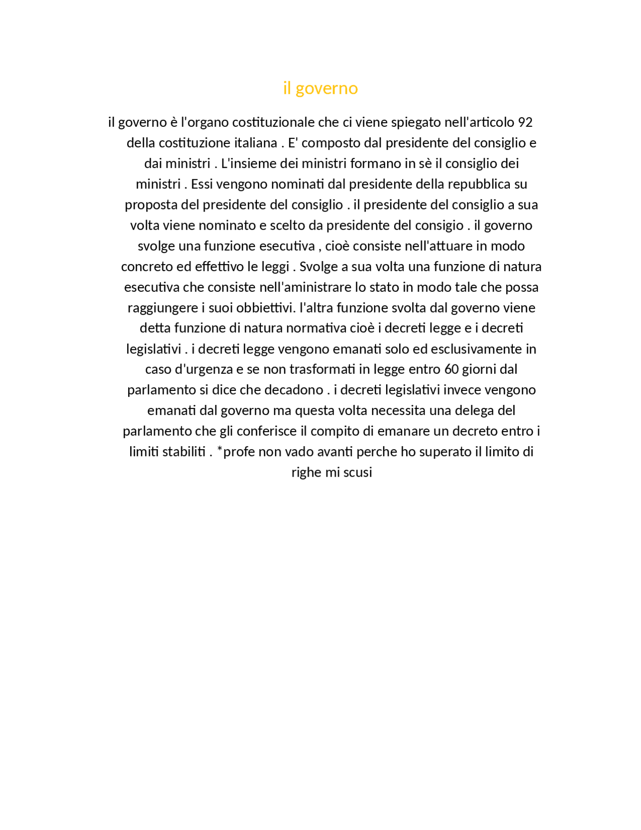 Il governo italiano e come è composto - Docsity