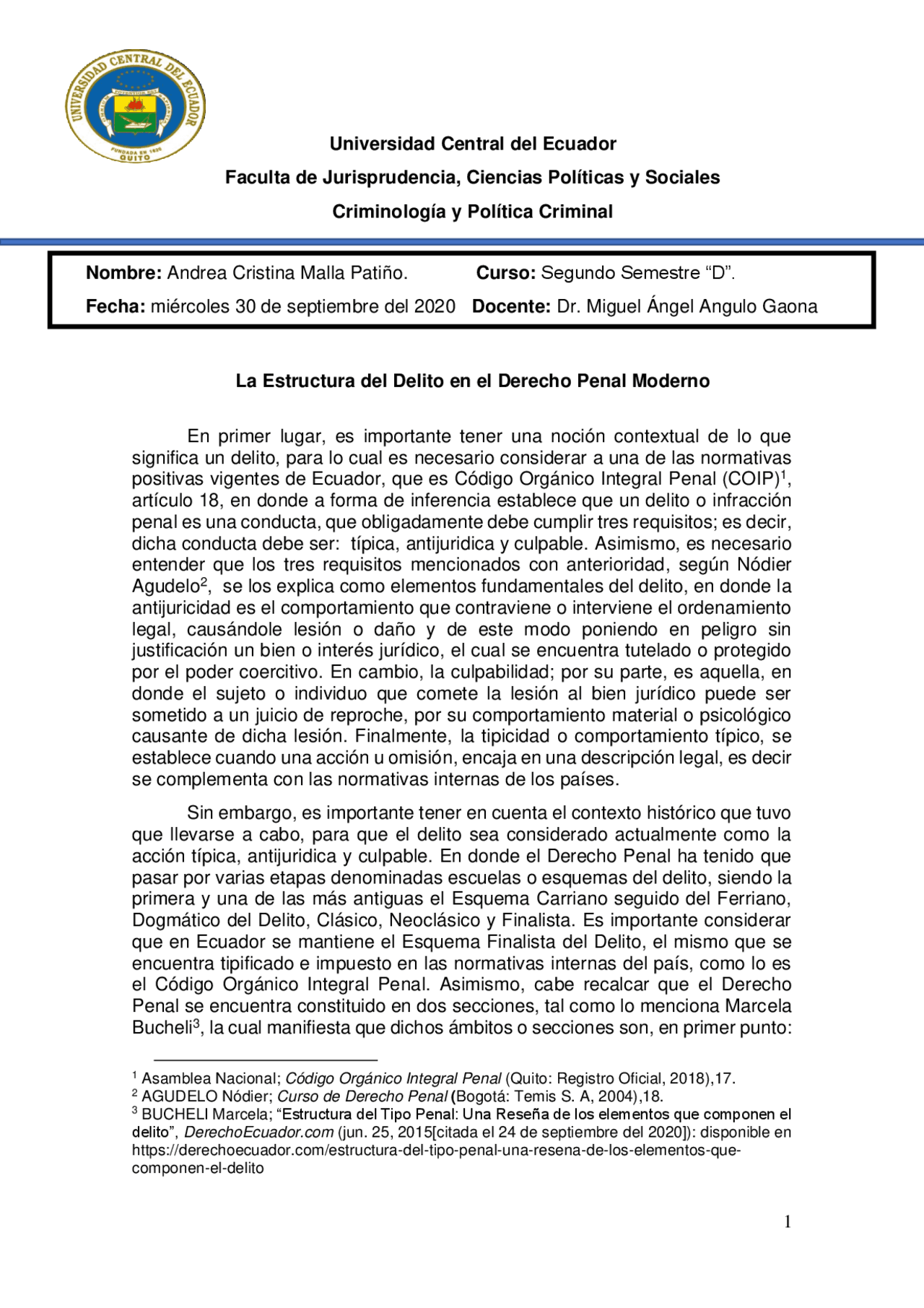 La Estructura del Delito en el Derecho Penal Moderno - Docsity