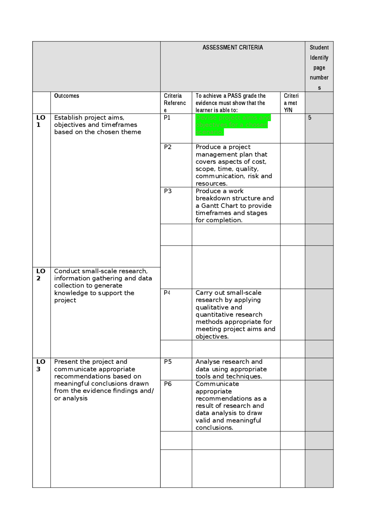 Project assignment brief with tasks and criteria | Assignments Project ...