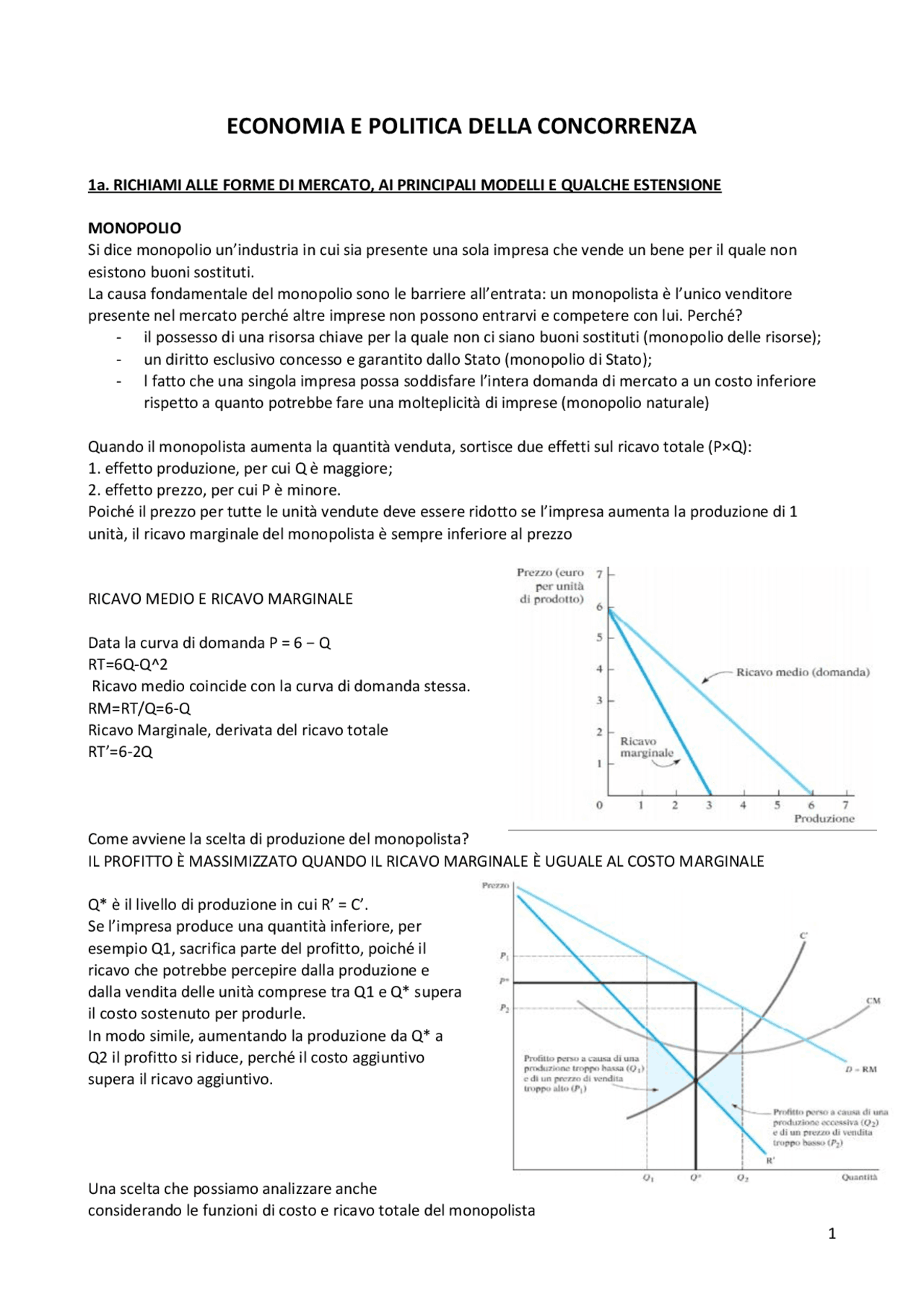 Economia e politica della concorrenza - Docsity