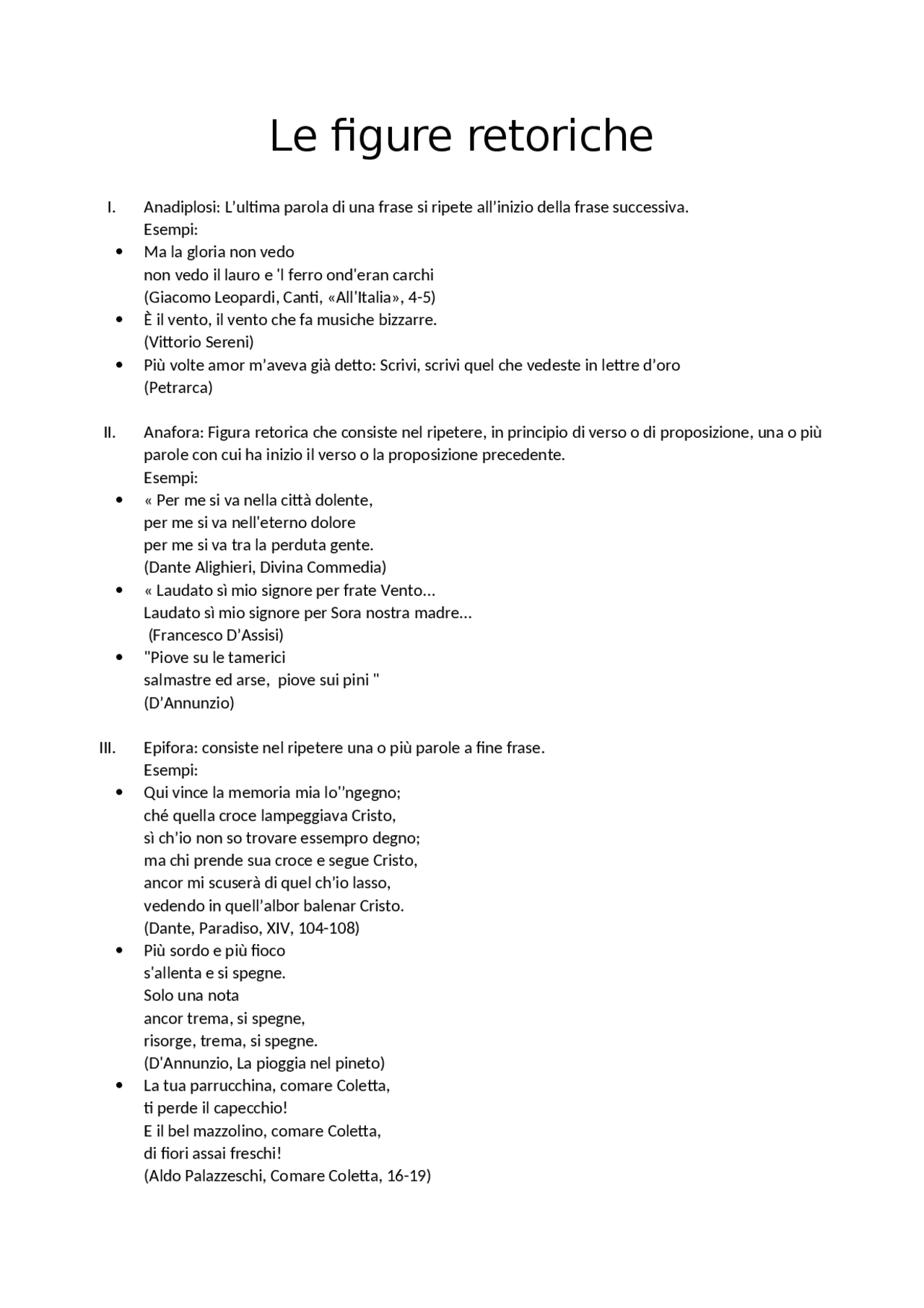 Le figure retoriche. - Docsity