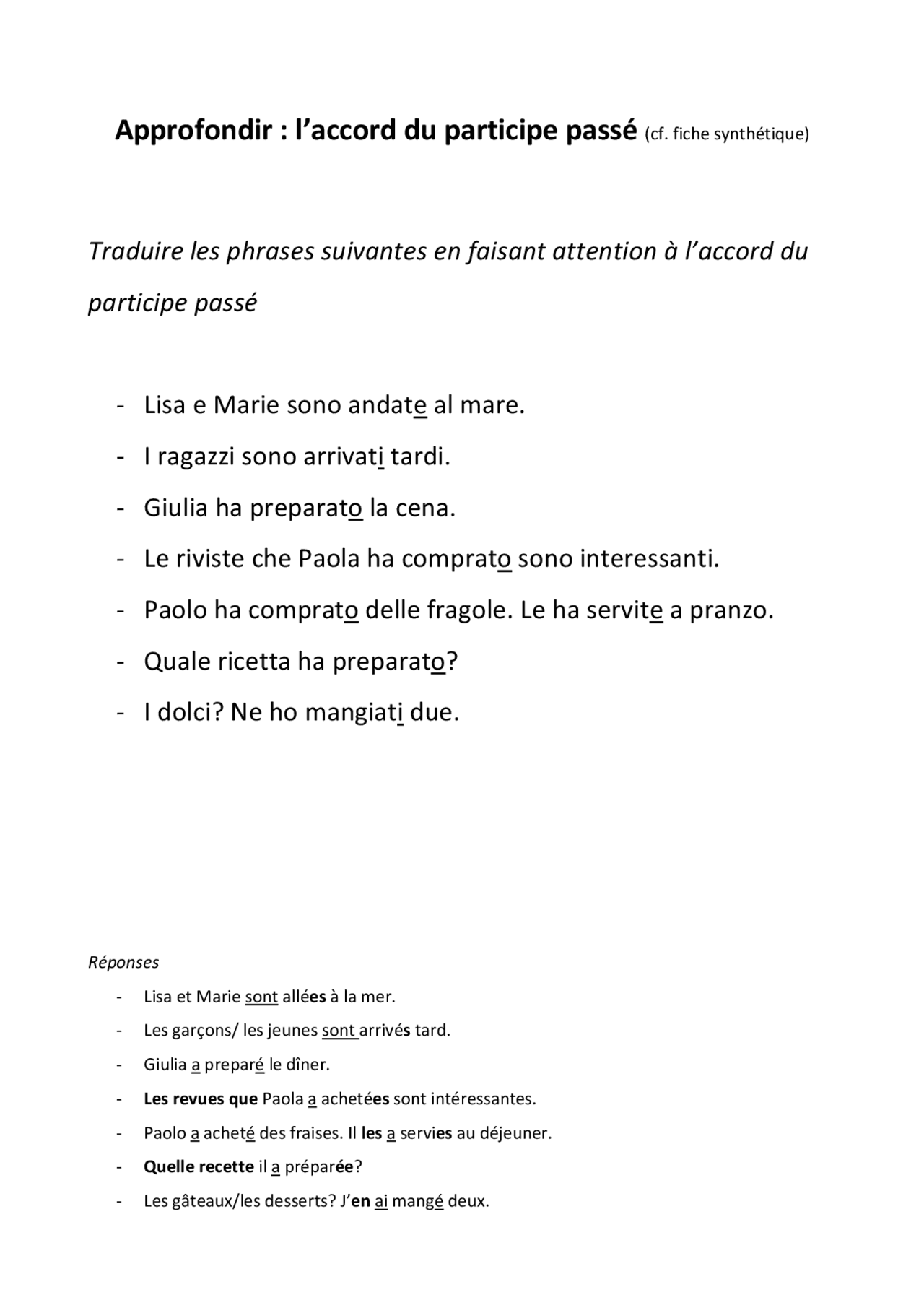 Francese Grammatica Esempi Docsity