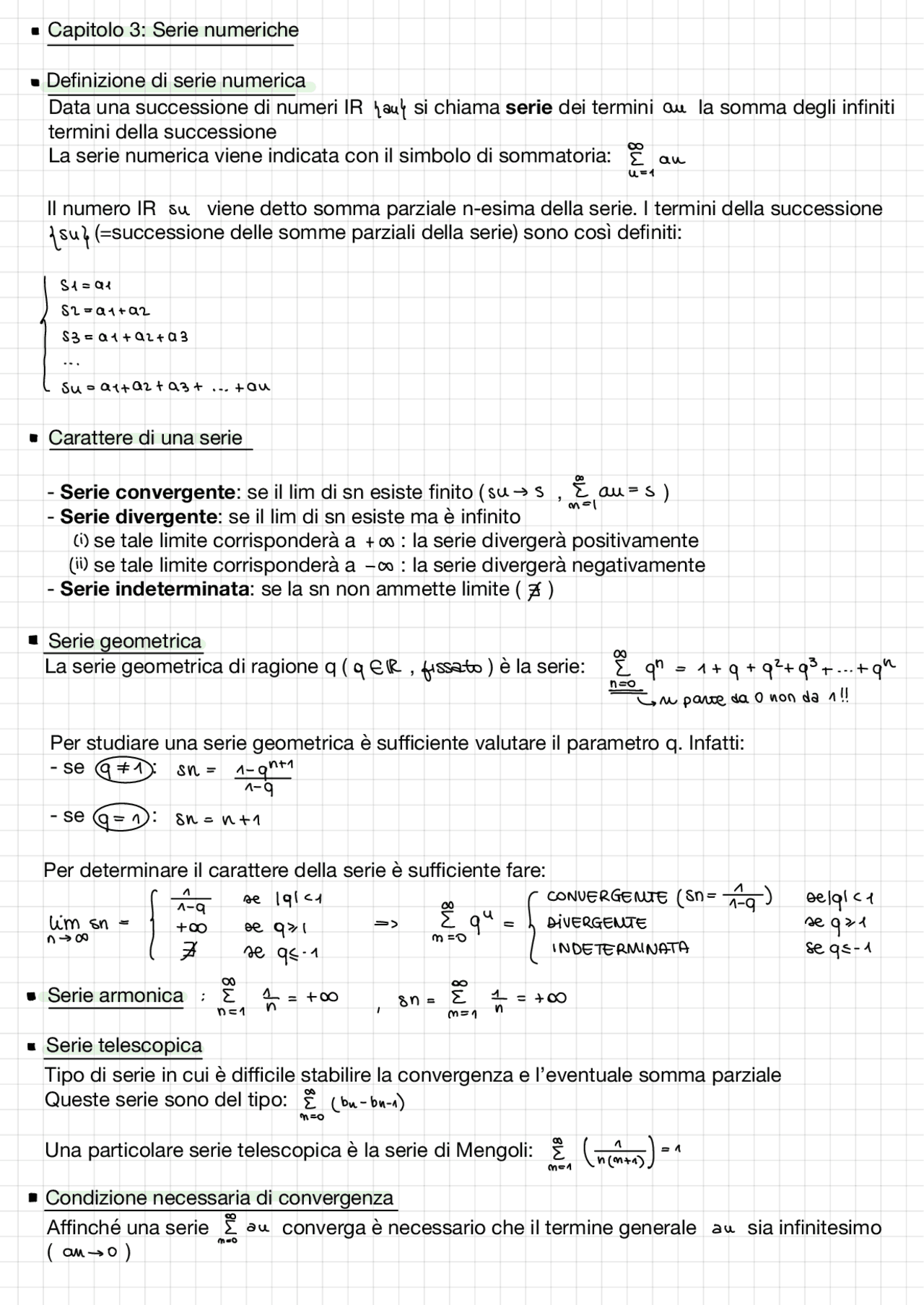 Serie Numeriche Introduzione Docsity