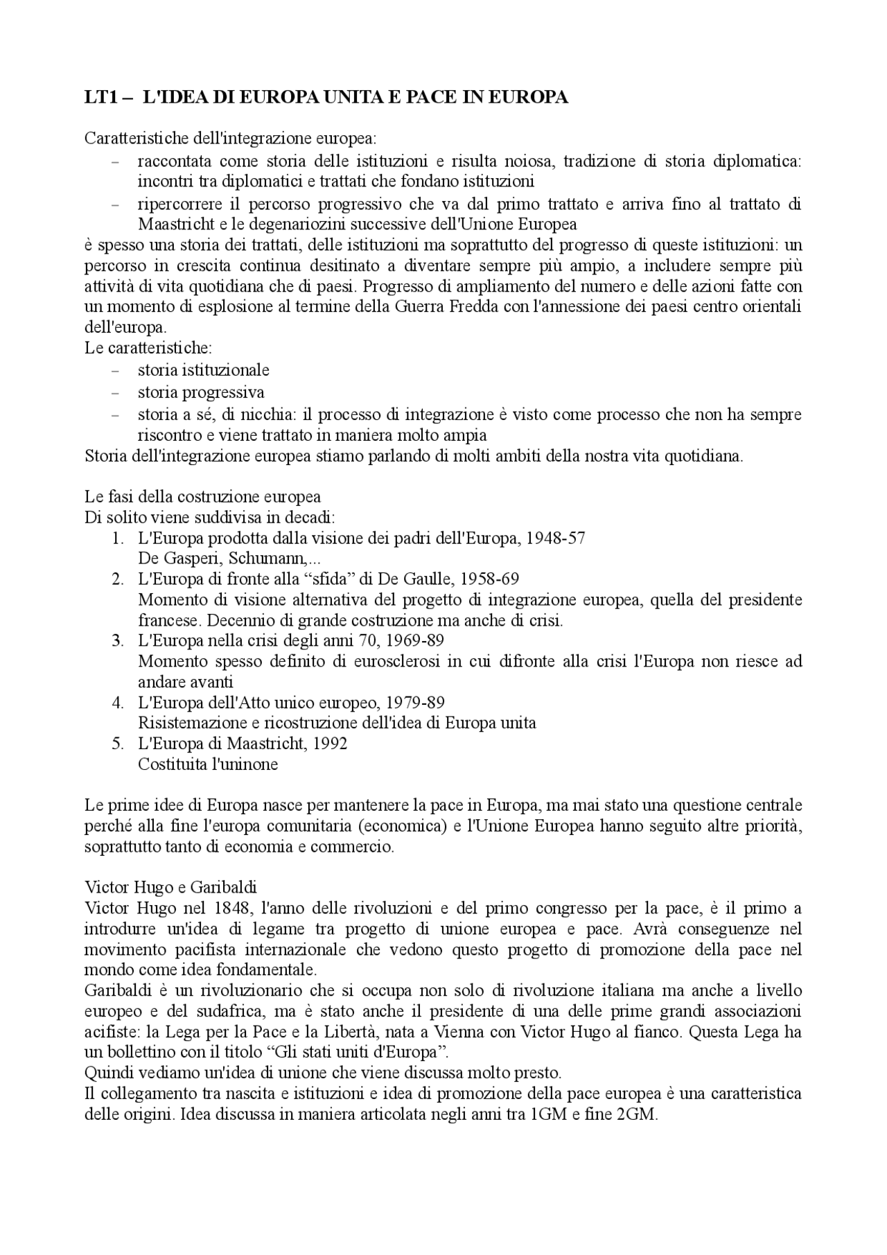 Storia Dellintegrazione Europea Docsity
