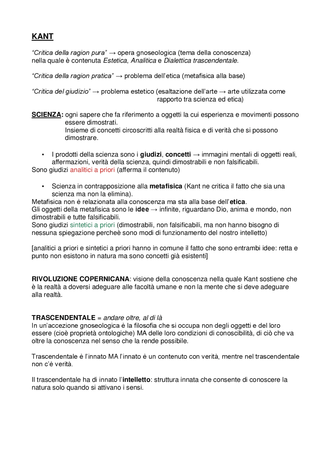 Immanuel Kant Filosofia Docsity