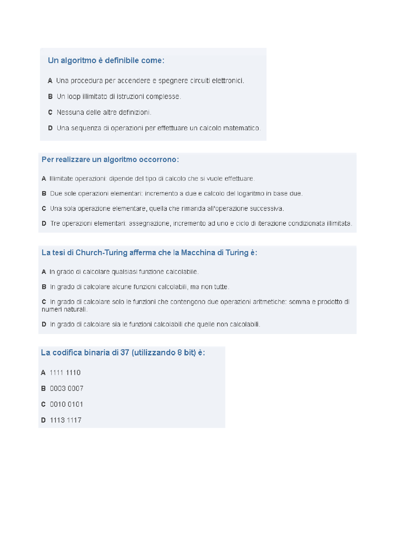 Simulazione di informatica - Mezzini | Esercizi di Elementi di Informatica | Docsity