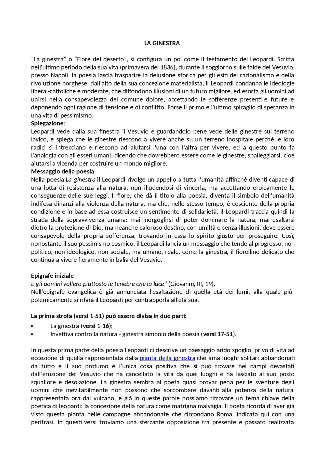 Analisi De La Ginestra Docsity