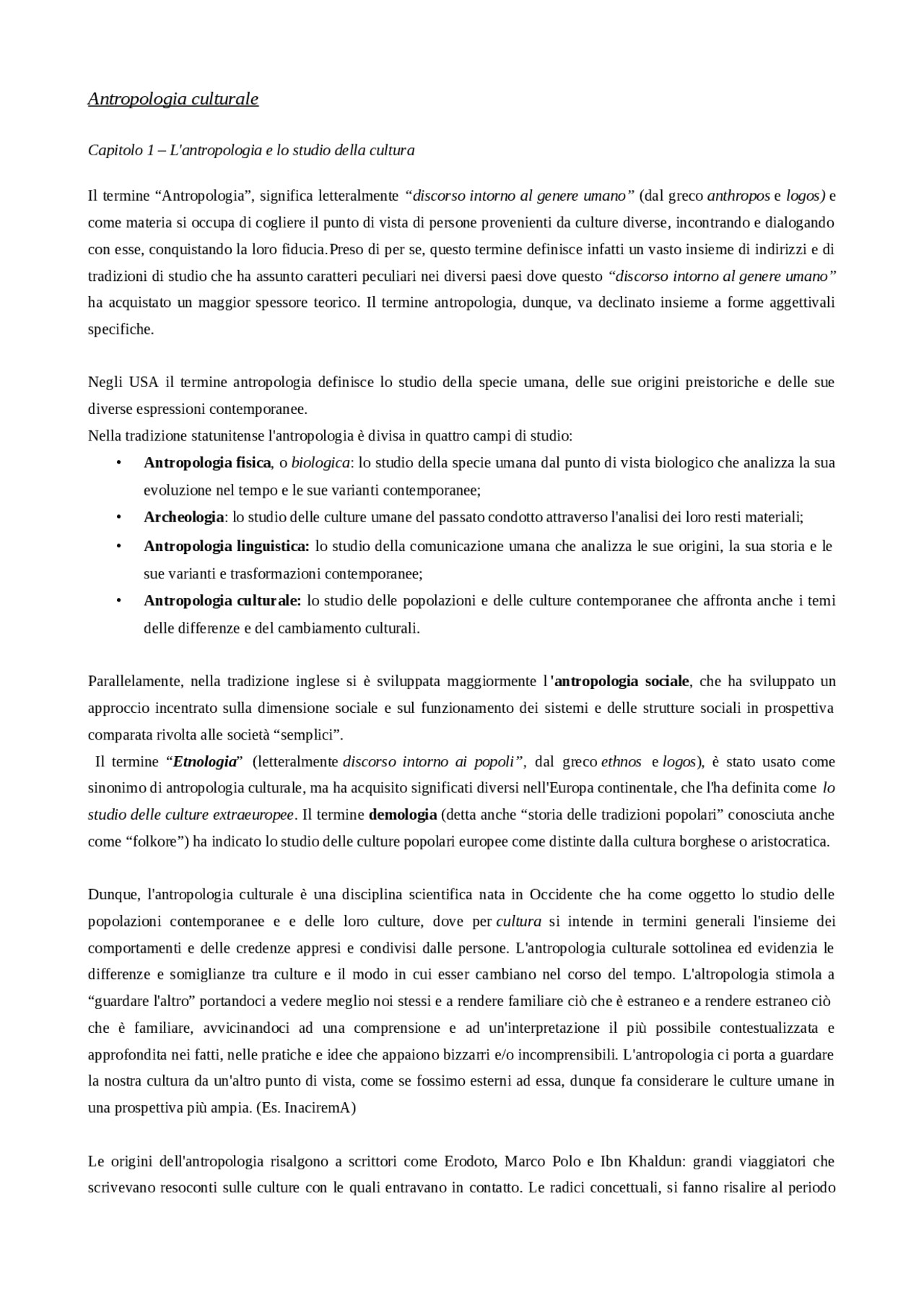 Antropologia Culturale Riassunto Docsity