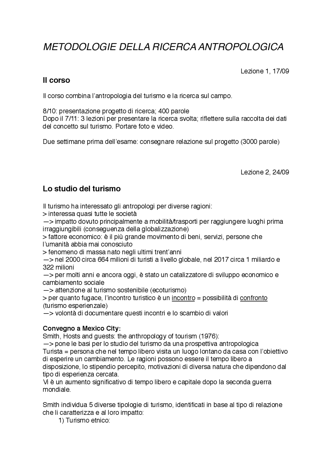 Appunti Metodologie Tamisari 201920 Docsity