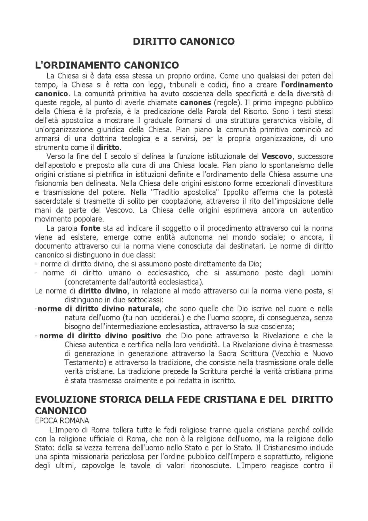 Riassunto Di Diritto Canonico Docsity