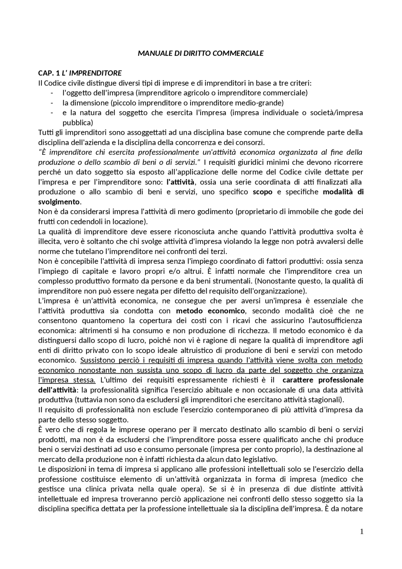 Manuale Di Diritto Commerciale Docsity