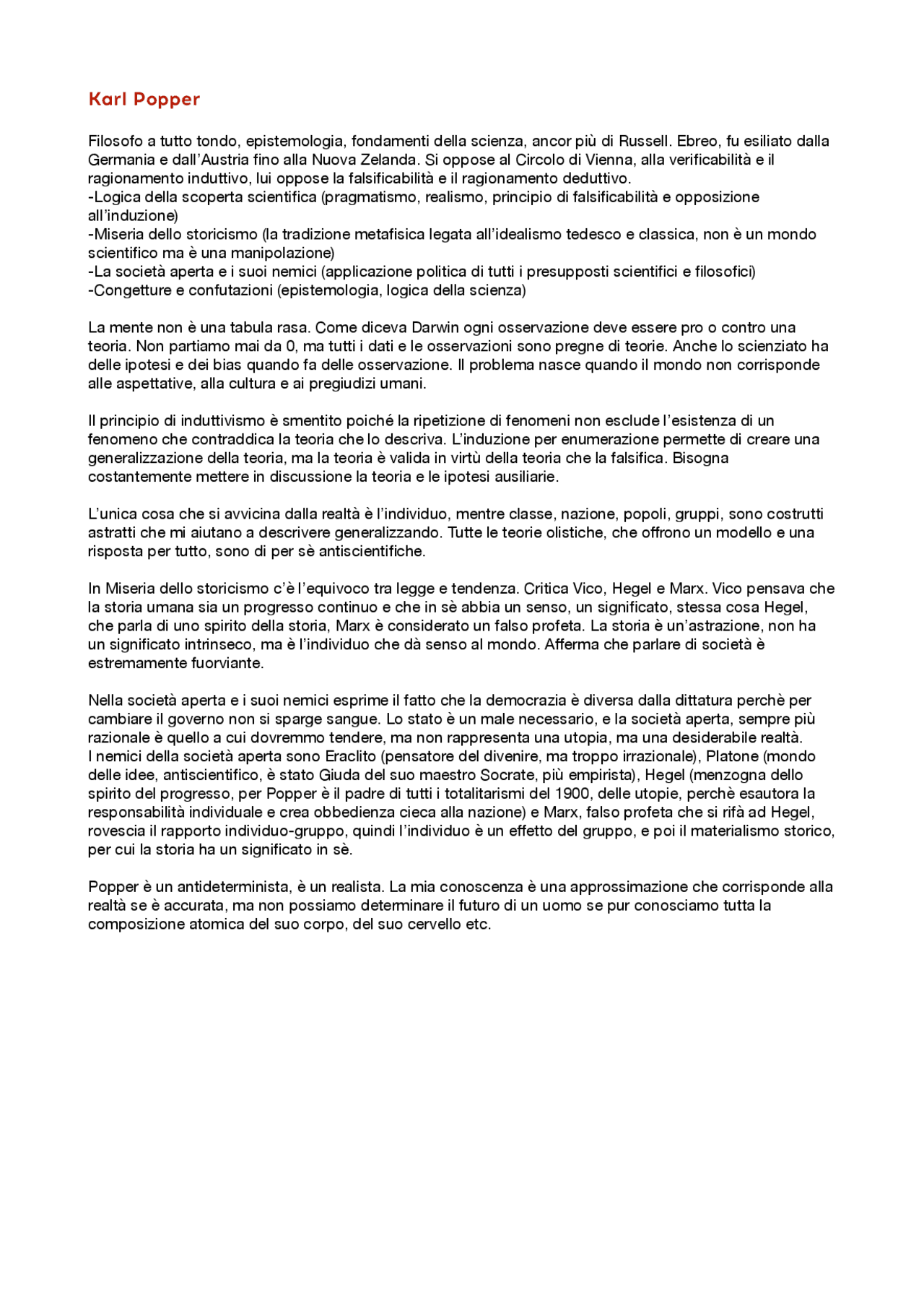 Karl Popper Sintesi Monografica Docsity