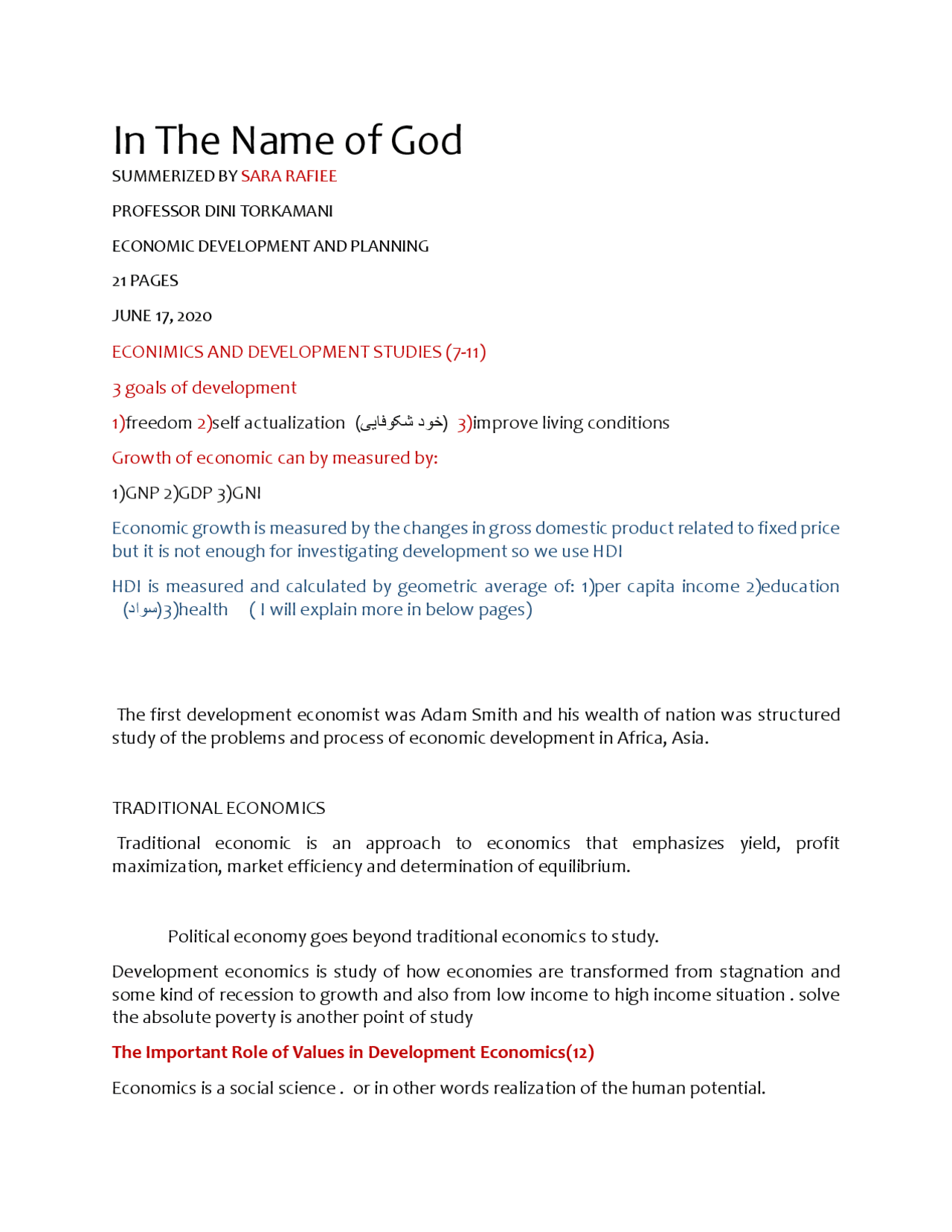 Economic Development Summary Summaries Economics Docsity