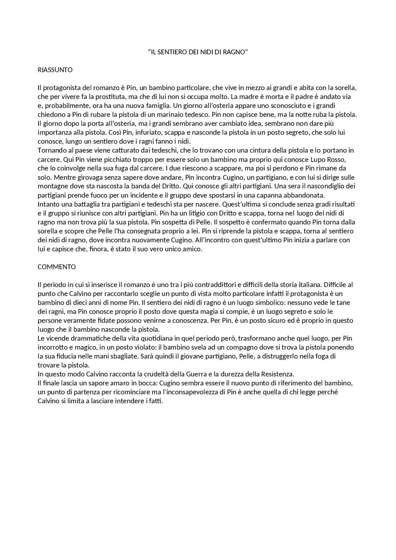 Sentiero Nidi Di Ragno Docsity