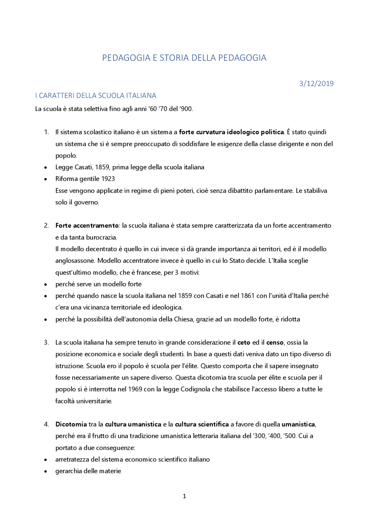 Storia Della Pedagogia Docsity