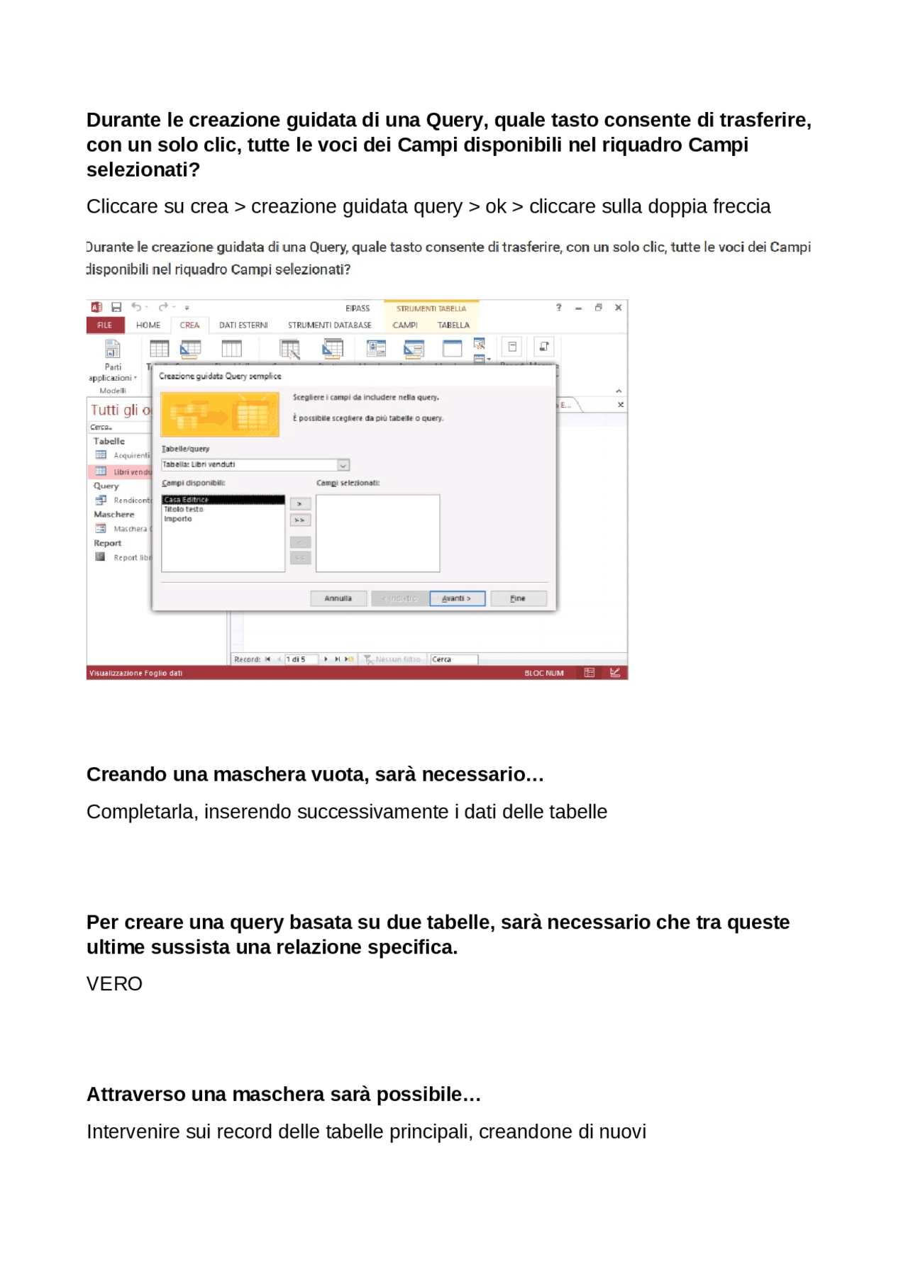 SOLUZIONI EIPASS PROGRESSIVE MODULO 4 | Panieri di Elementi di Informatica | Docsity