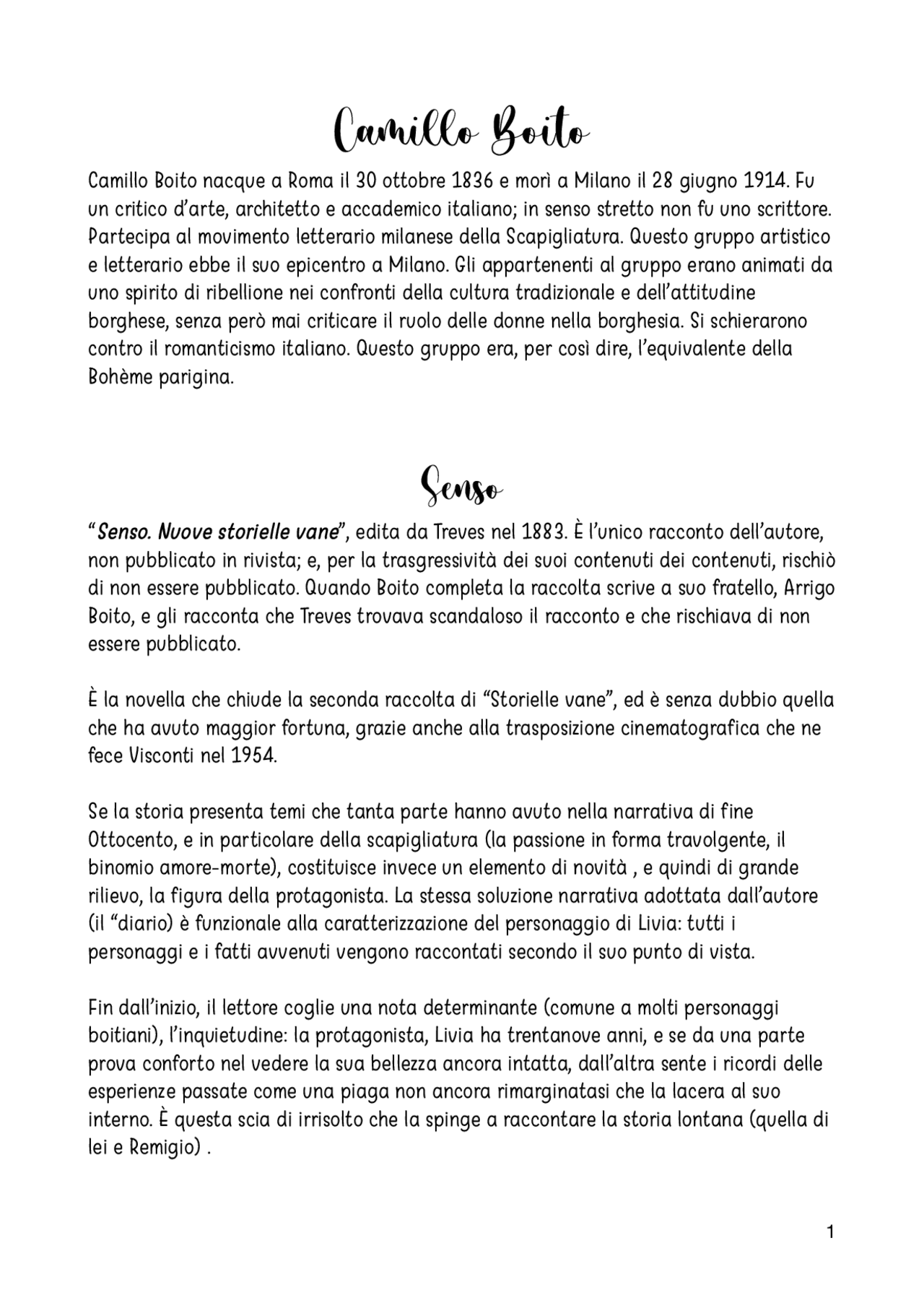 Camillo Boito Vita E Senso” Docsity
