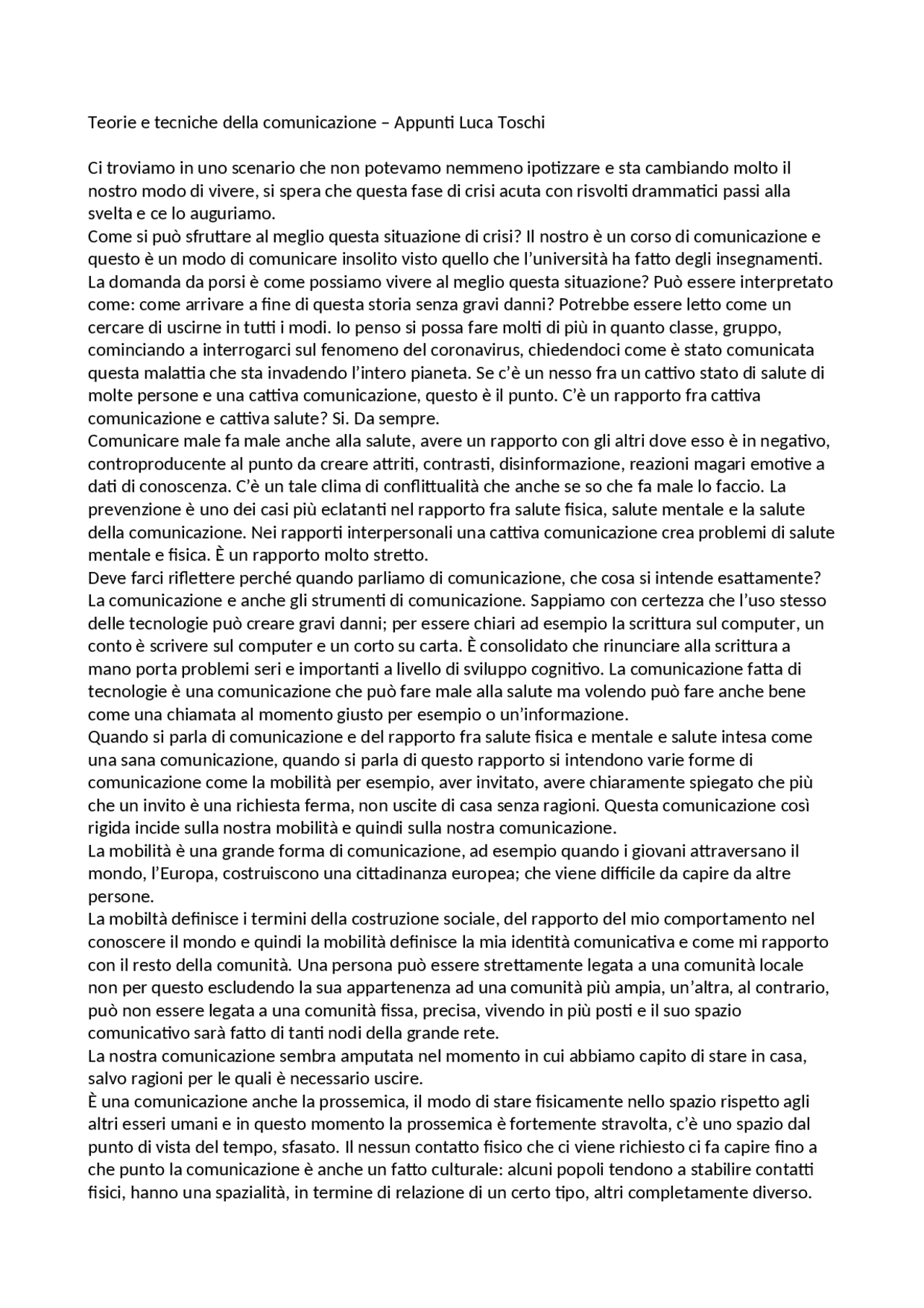 Appunti Professor Toschi Di Comunicazione Generativa Anno Accad 19