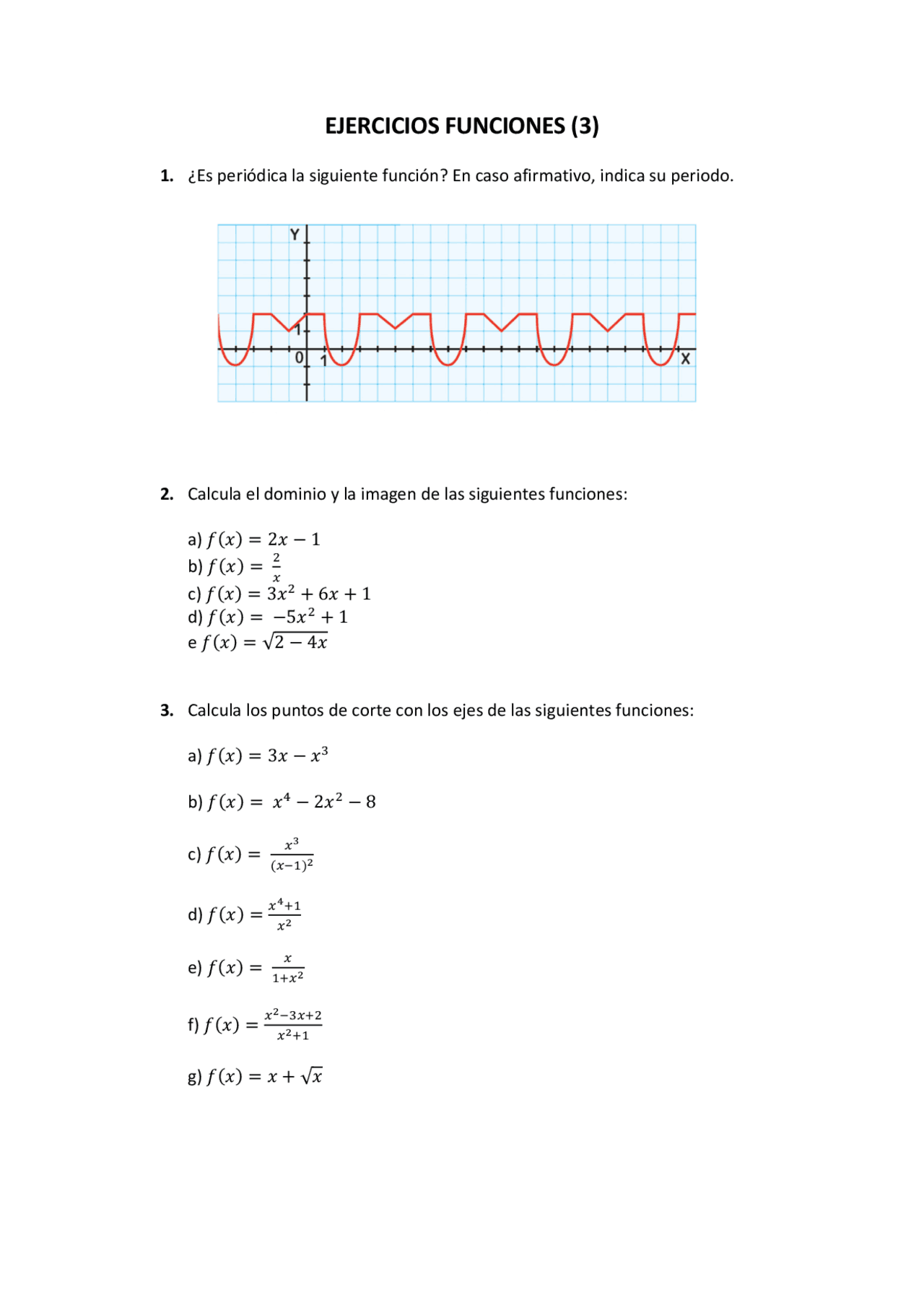 Ejercicios de funciones - Docsity