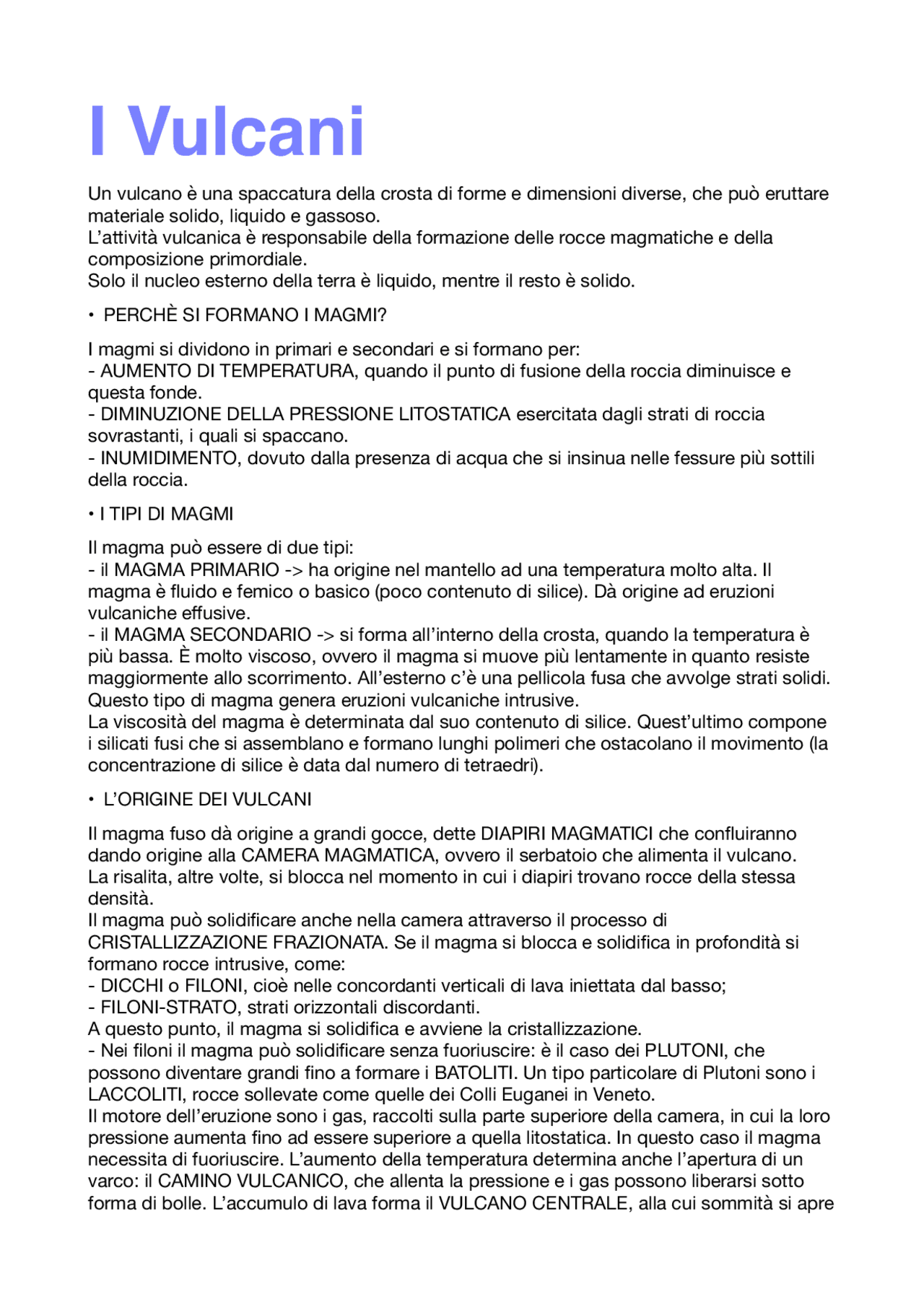 I Vulcani Scienze Della Terra Docsity