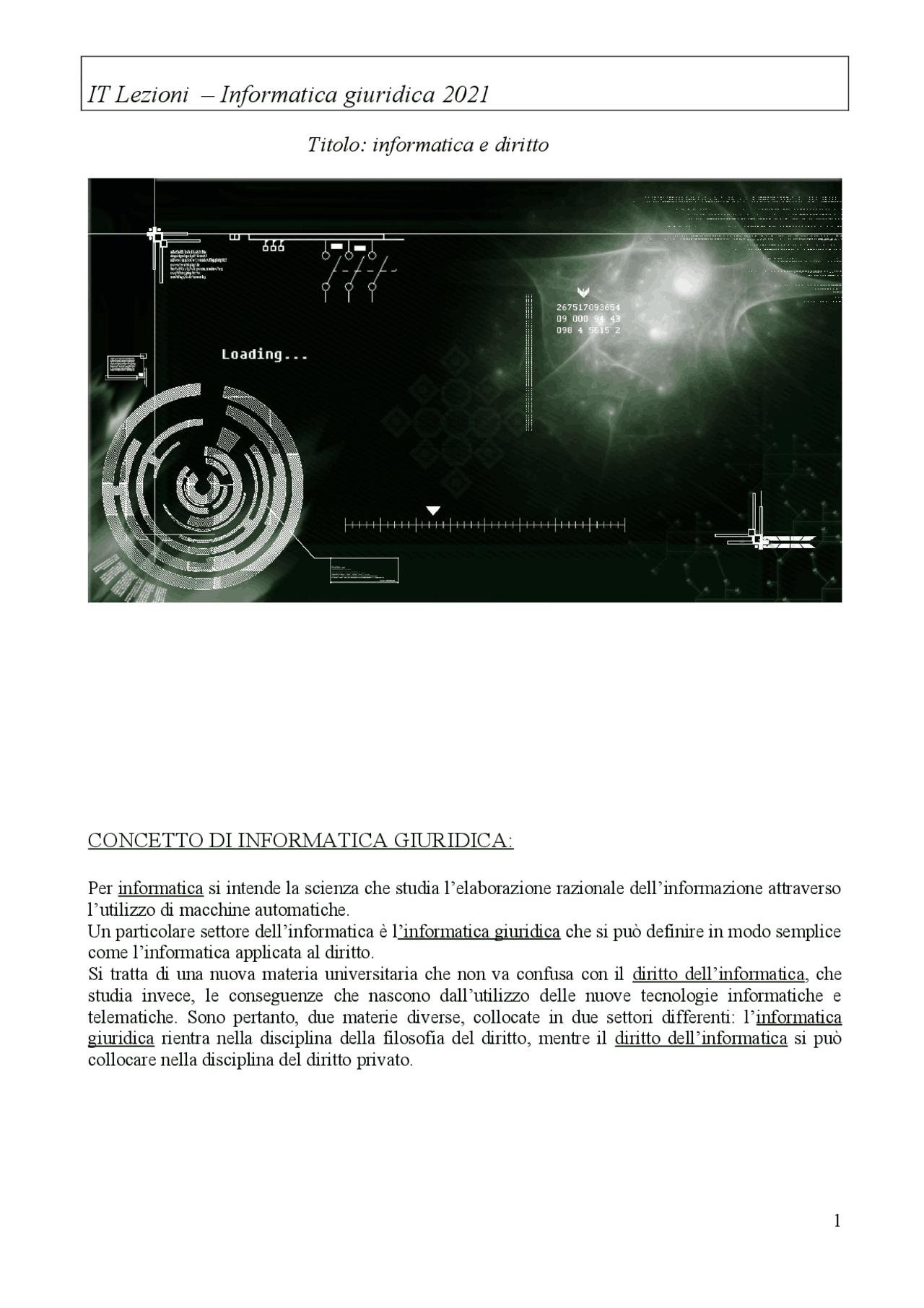 Informatica Giuridica 2021 Docsity