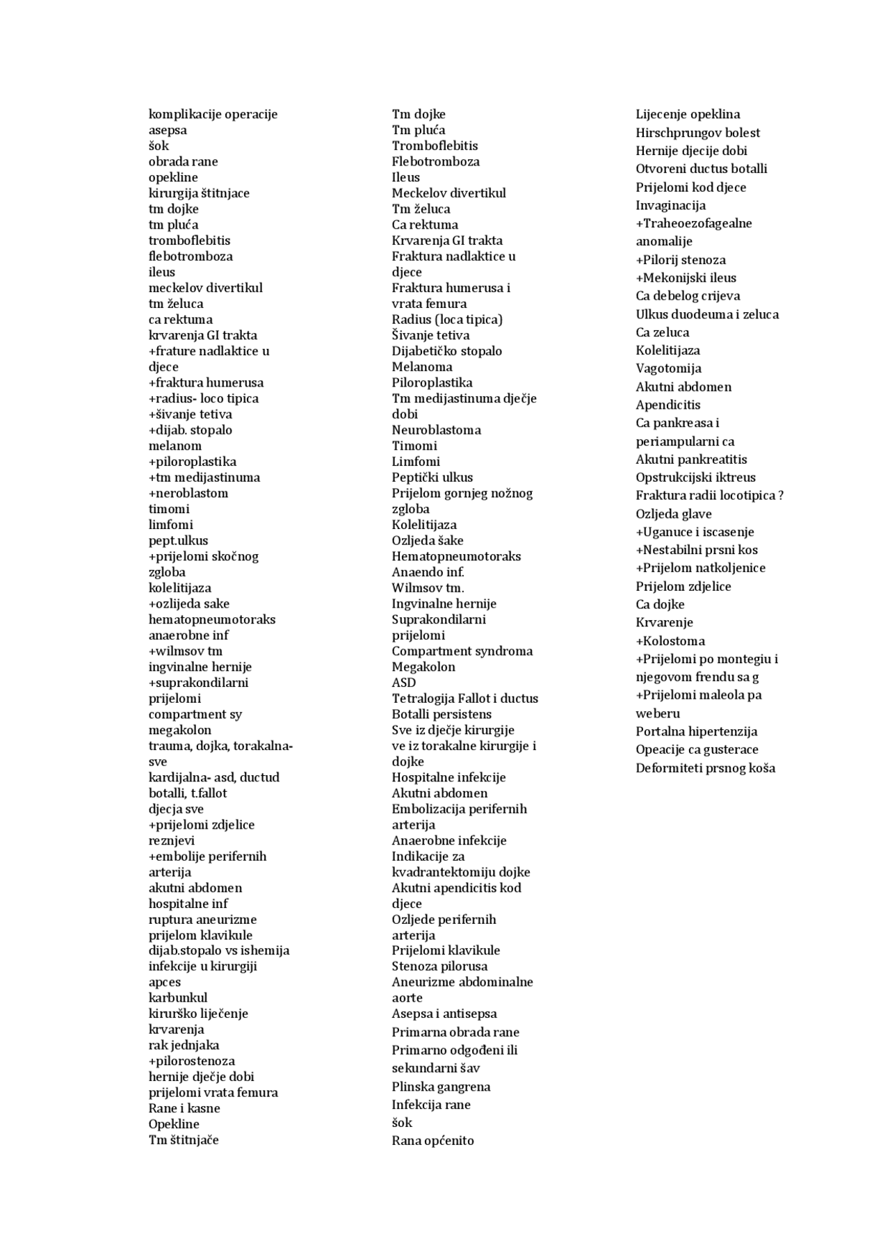 Pitanja Iz Hirurgije Ispiti Predlog Opšta Hirurgija Docsity