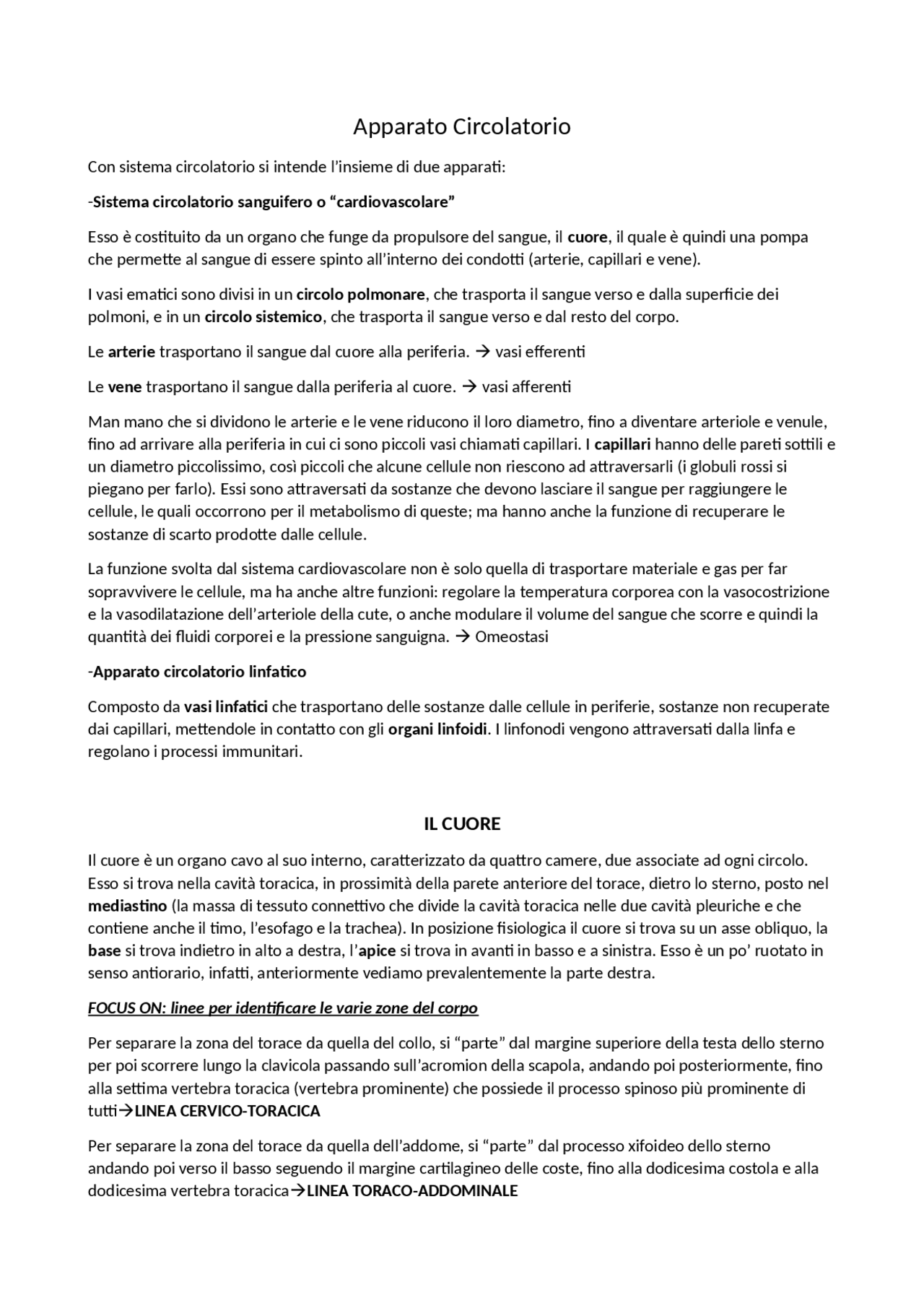 Apparato Circolatorio Docsity