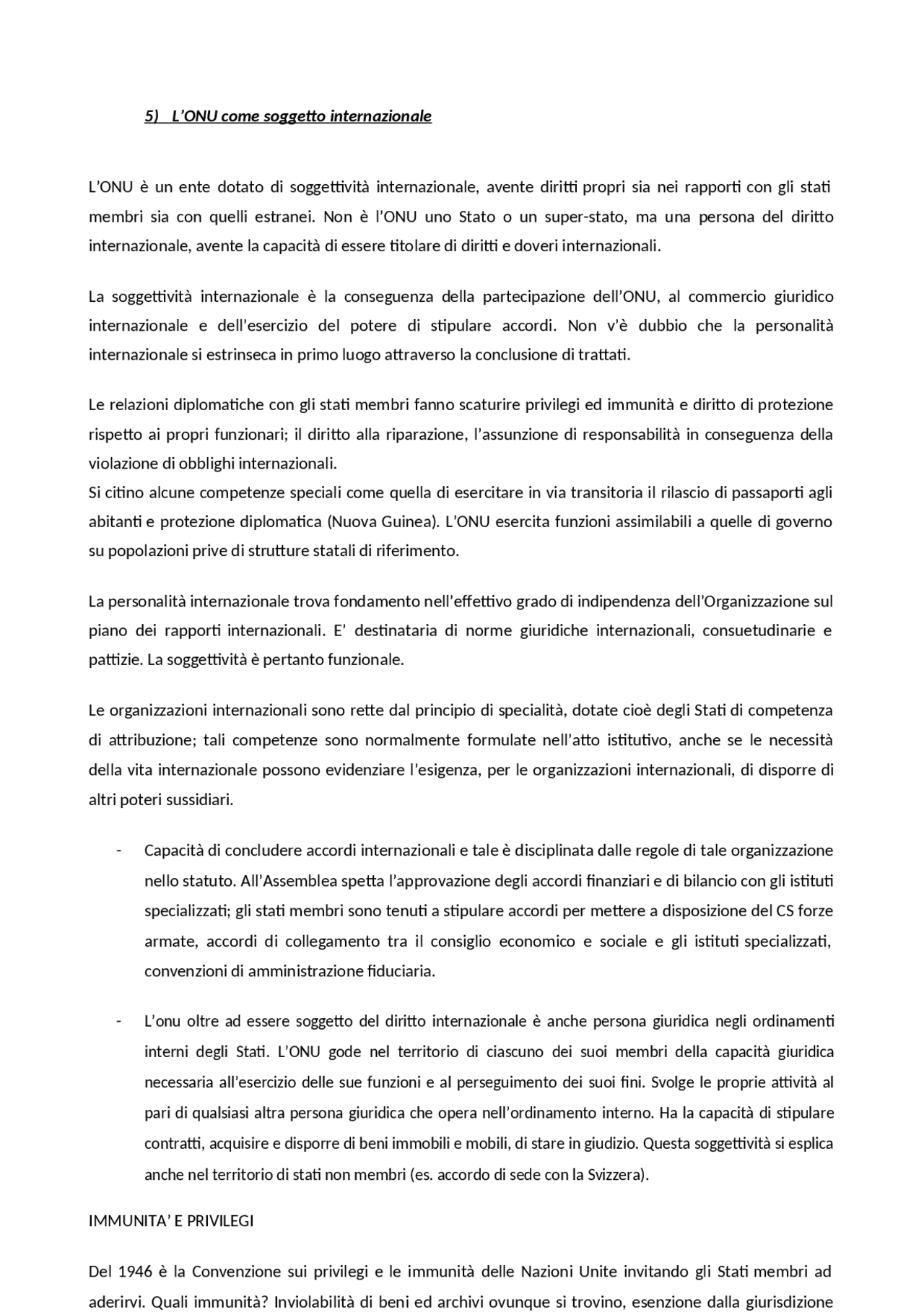 Riassunto Capitolo 5 Sergio Marchisio Onu Docsity