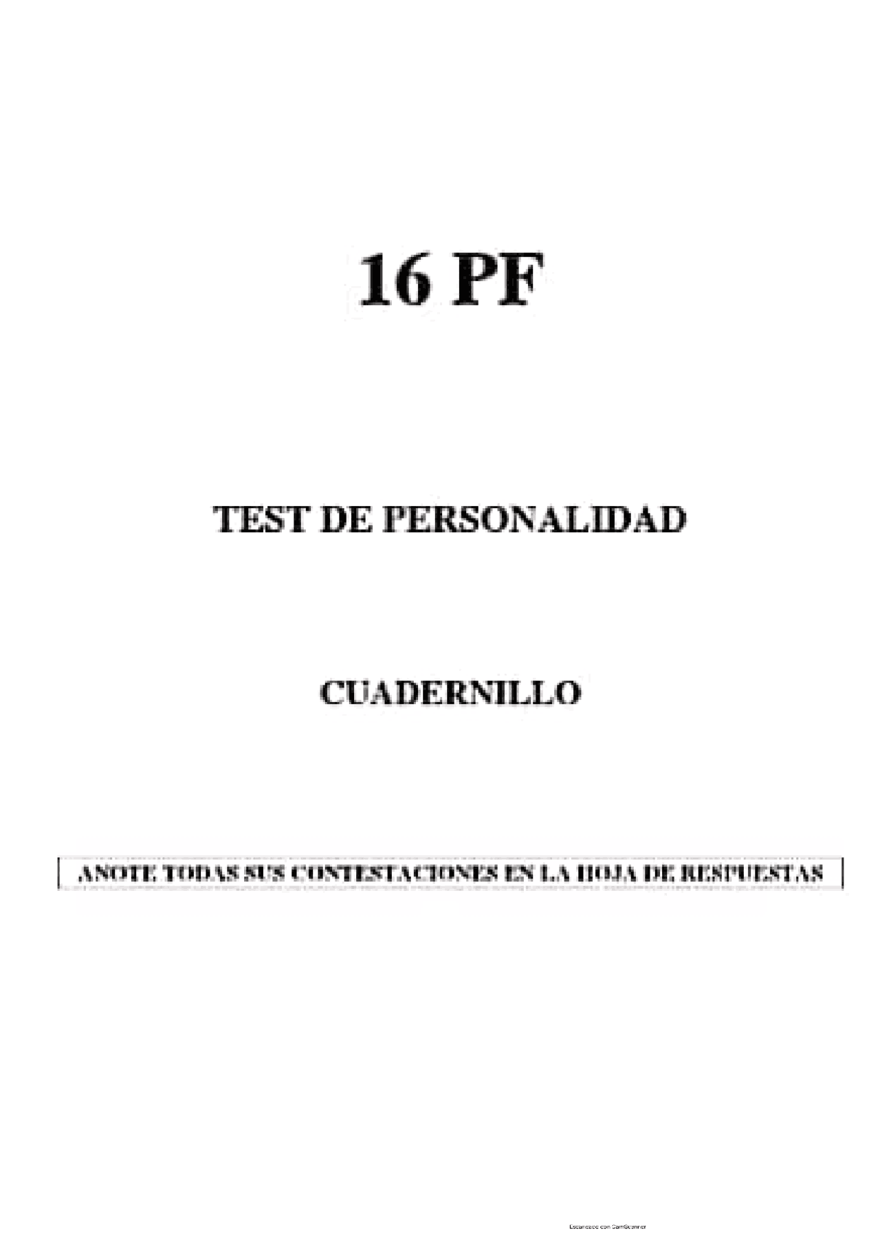 16 pf test de personalidad - Docsity