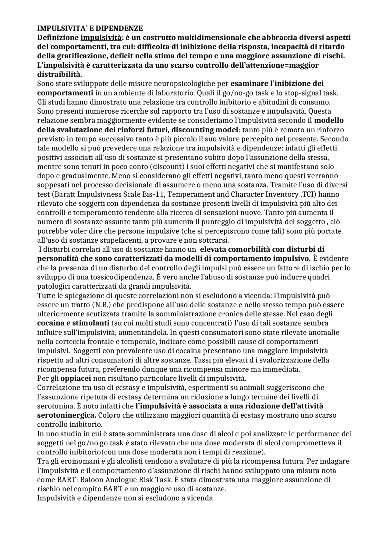 Appunti Di Piscologia Delle Dipendenze Docsity