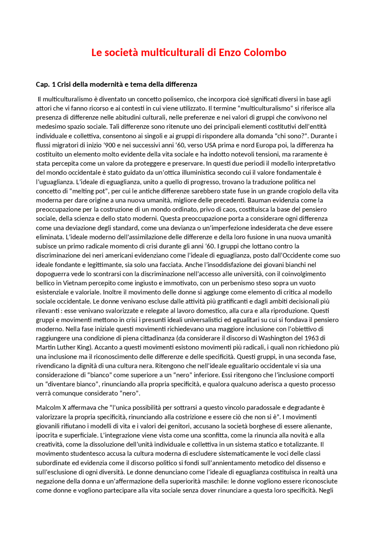 Le Società Multiculturali Appunti Di Sociologia Docsity