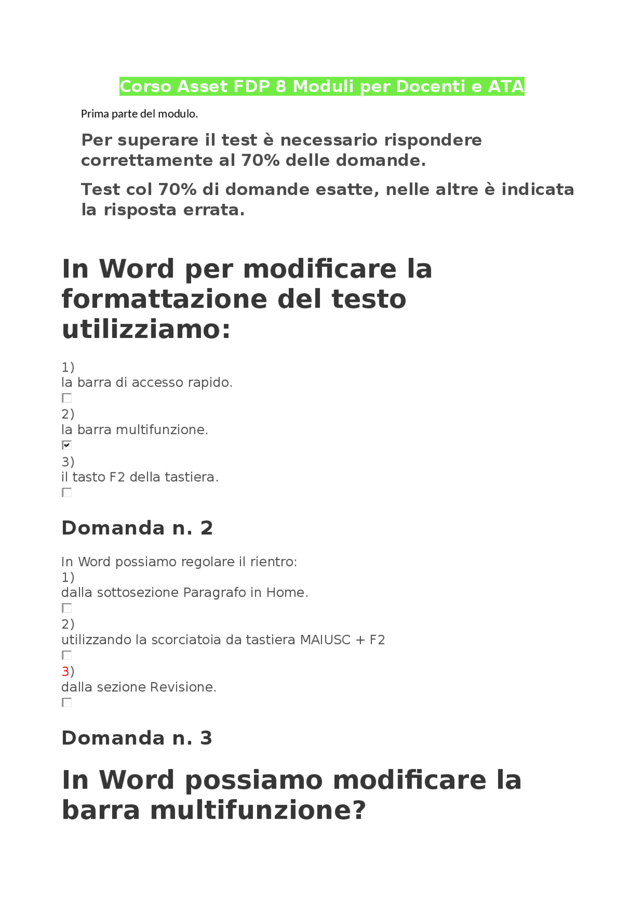Prima Parte Corso Finale Asset 8 Moduli Word Excel Power Point Prove