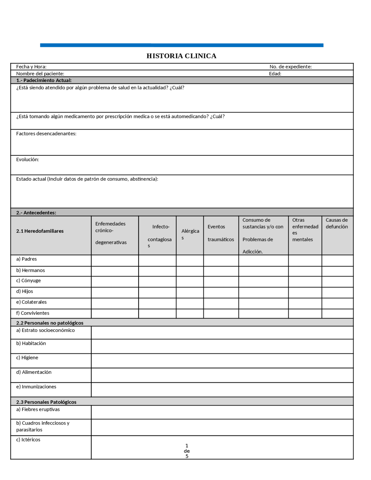 Historial clinico medico - Docsity