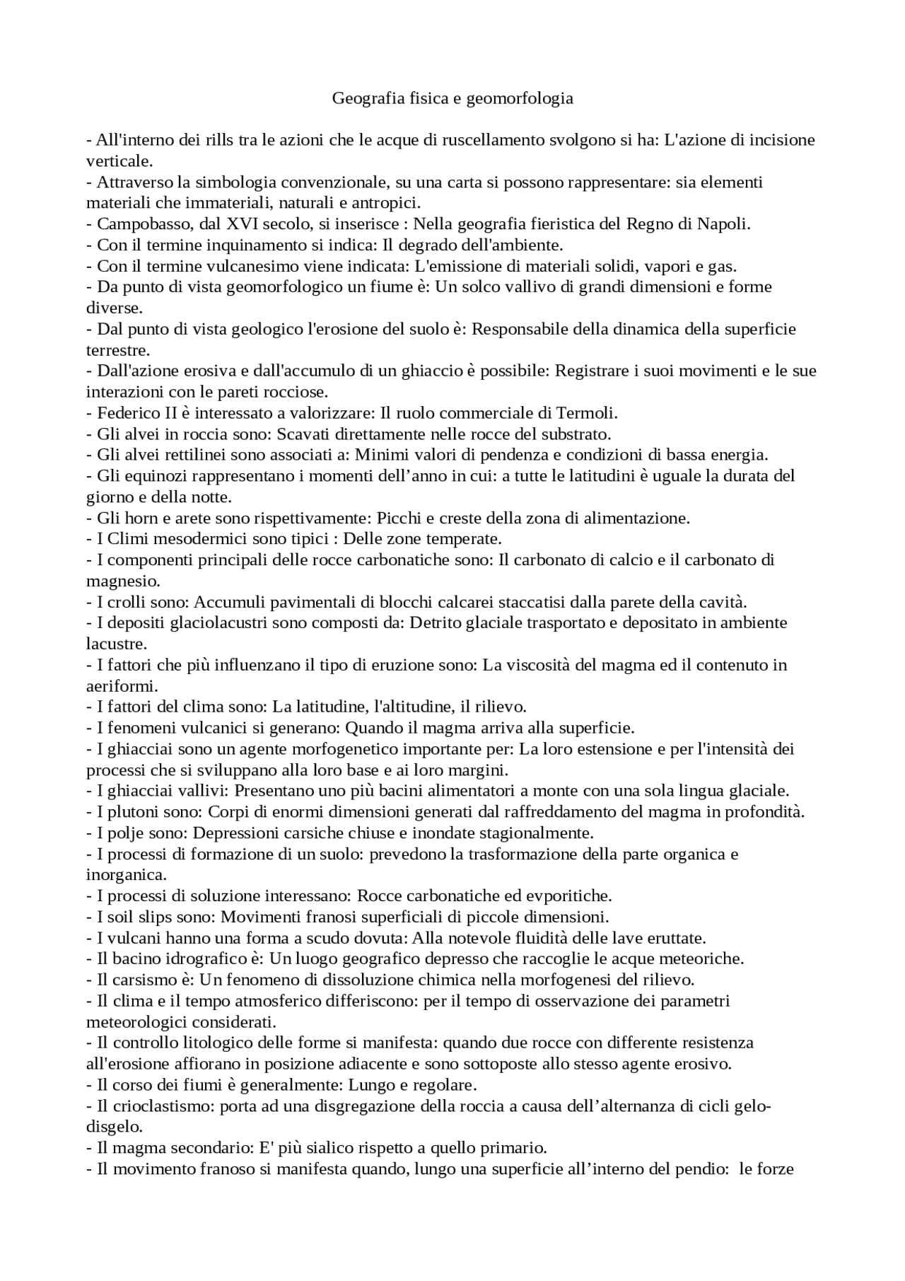 Test Geografia Ingegneria Docsity